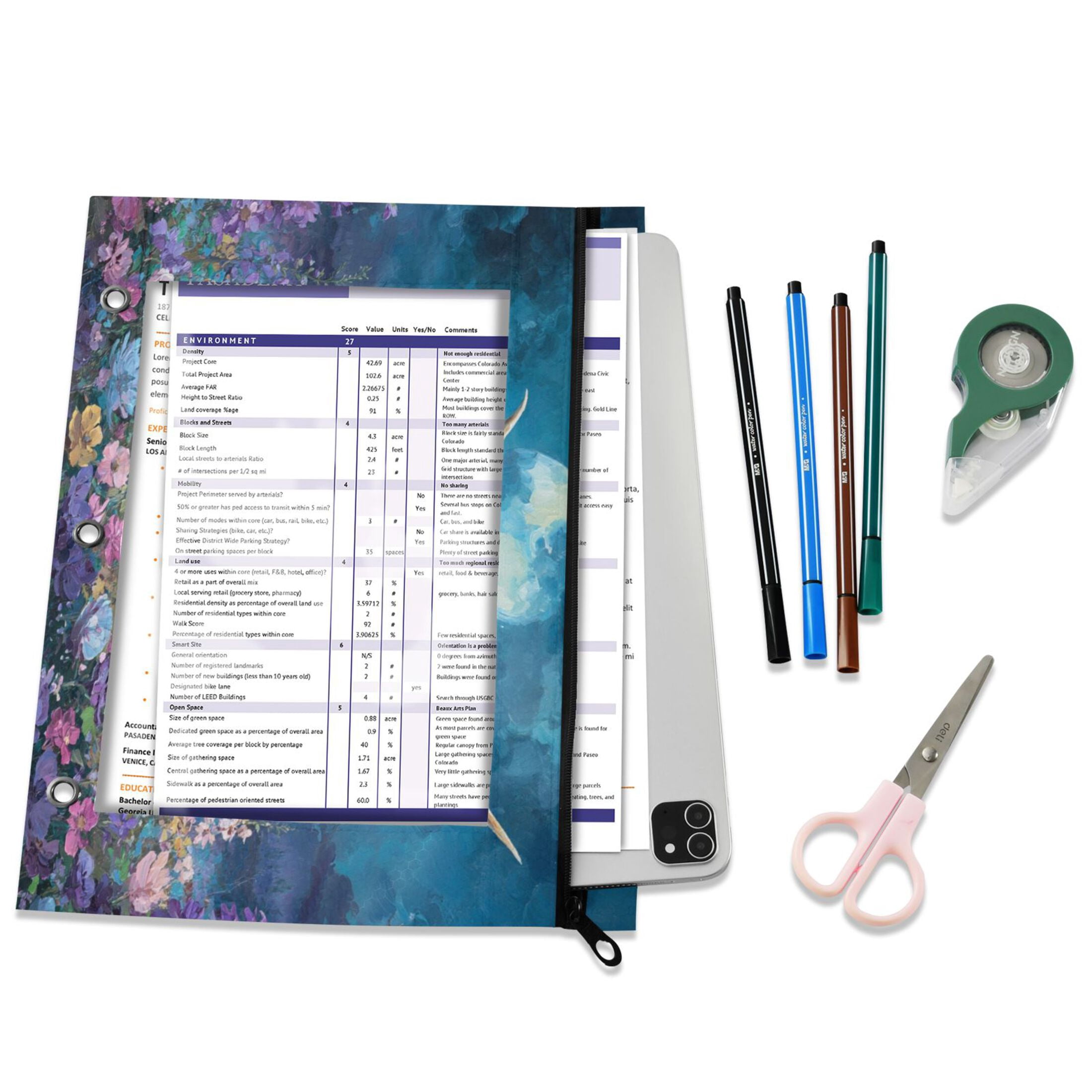 A4 Binder Pouches Water-Resistant Grid Mulit-Colored Document Organizer ...