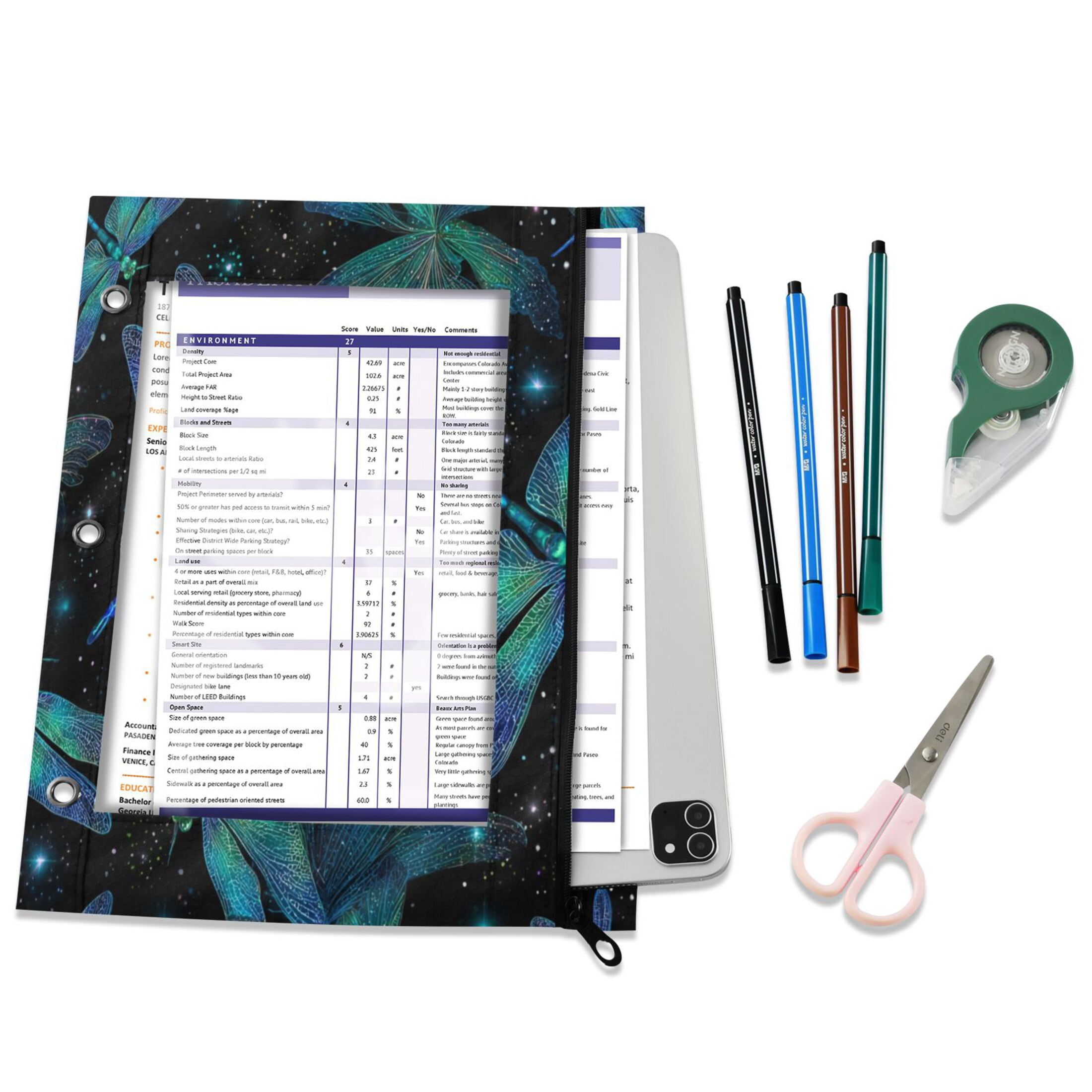 A4 Binder Pouches Water-Resistant Grid Mulit-Colored Document Organizer ...