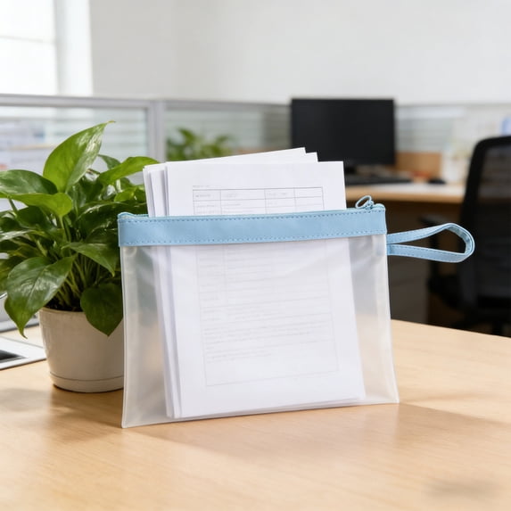 A4 Clear Frosted TPU File Bag 9.4"x7.1", Waterproof PU Leather Zipper ...