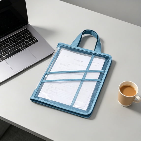 A4 Clear PVC Document Bag, Blue Multi-Pocket Subject Folder, Large ...