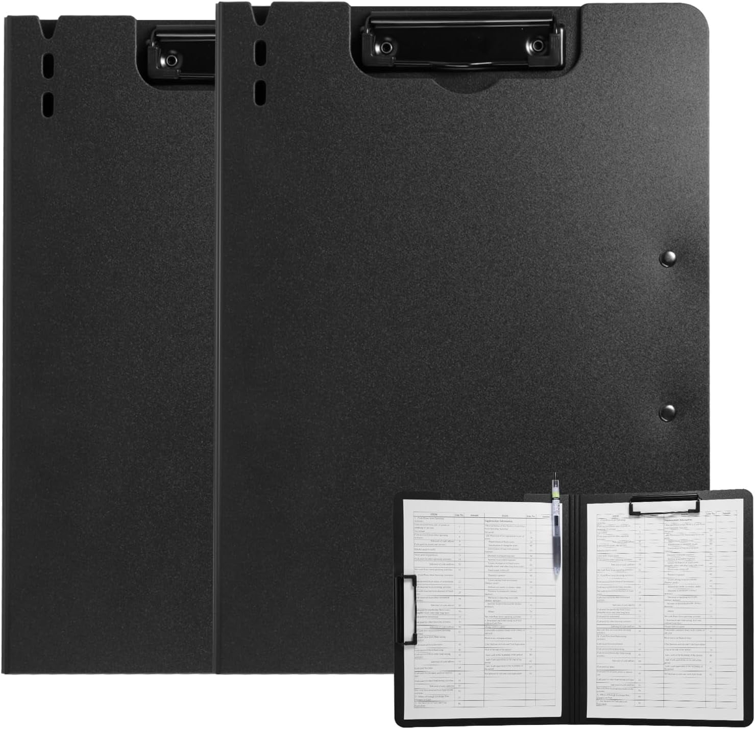 Boriyuan 3 Pack A4 Foldable Clipboards, Plastic Document Organizer with 2 Clips for Office ...