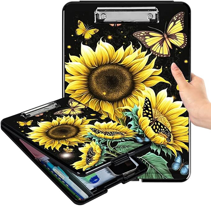 A4 Clipboards,Folder Clipboard with Storage Sunflower Butterfly Heavy ...