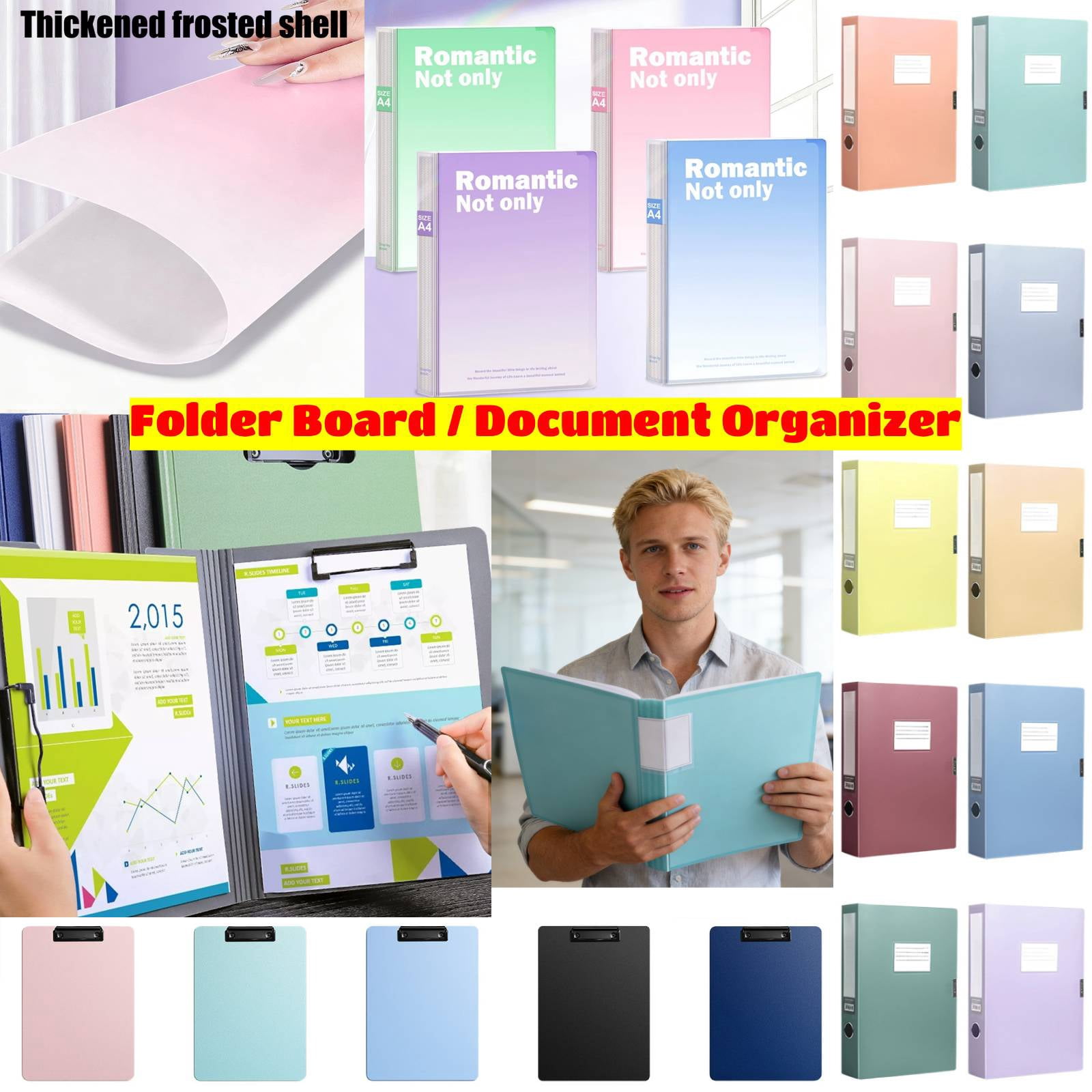 A4 Document Organizer with 60 Clear Pockets, Gradient Frosted File ...