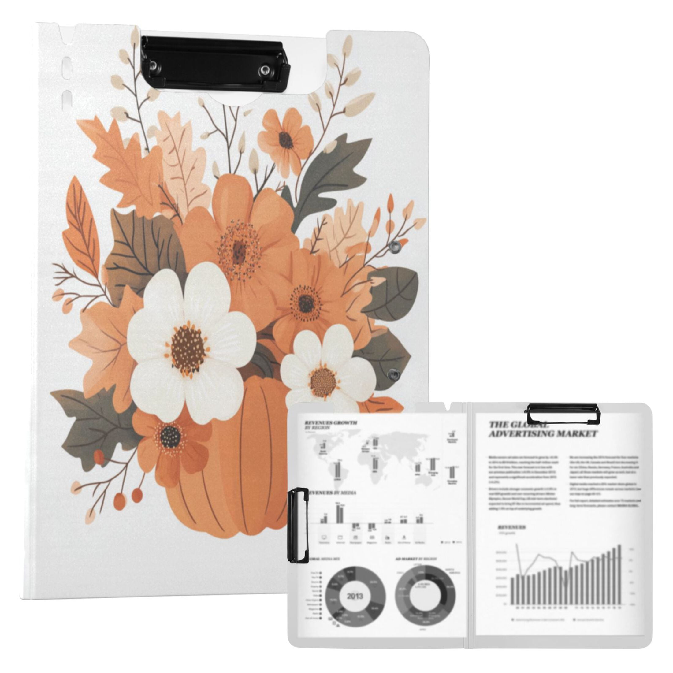 A4 Double Clip File Folder 18.9x12.6in Clipboards Foldable Binder Holds ...