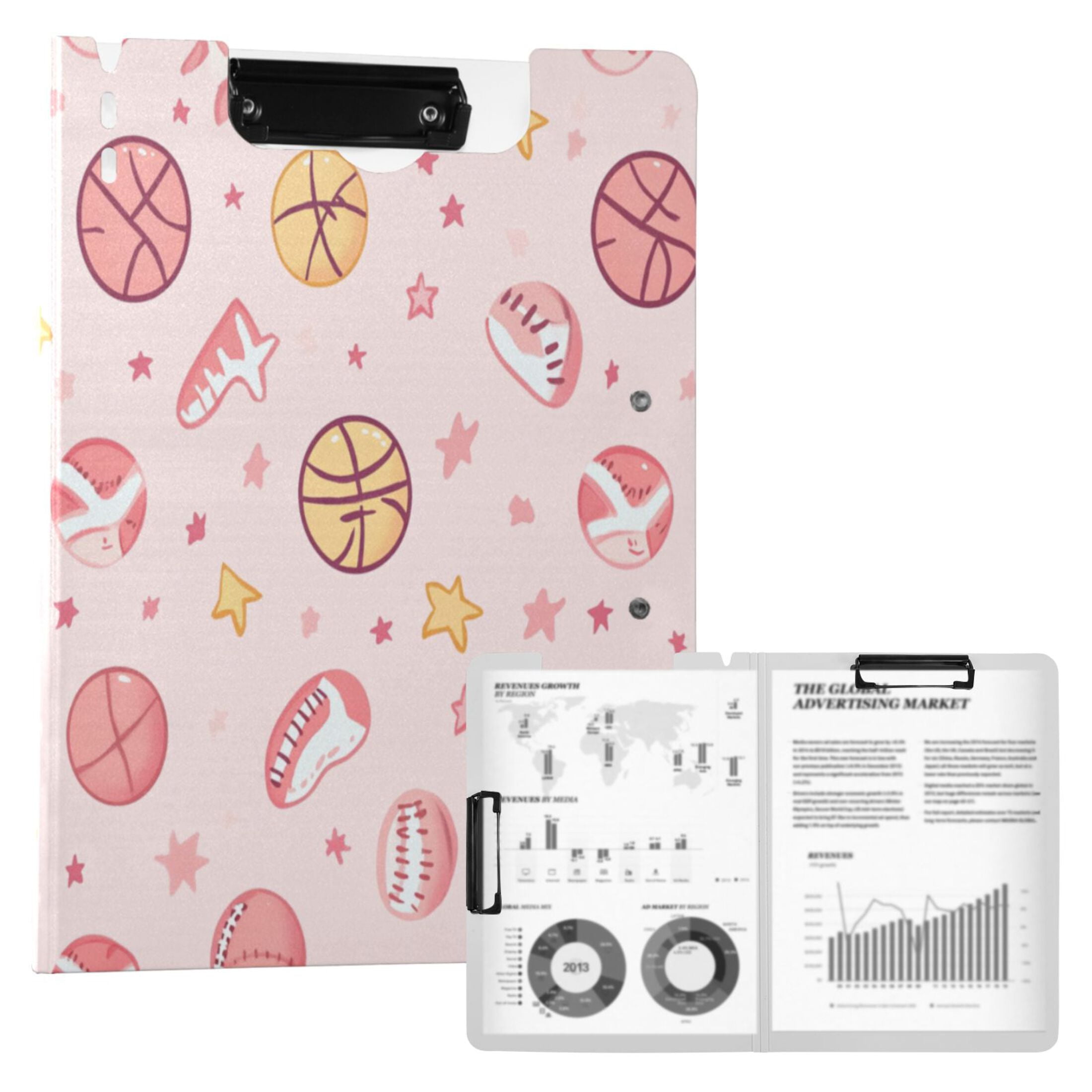 A4 Double Clip File Folder 18.9x12.6in Clipboards Foldable Binder Holds ...