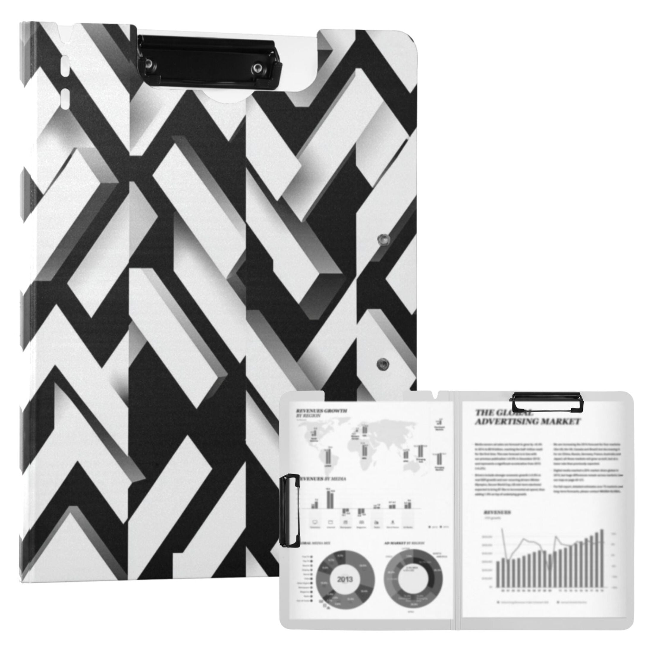 A4 Double Clip File Folder 18.9x12.6in Clipboards Foldable Binder Holds ...