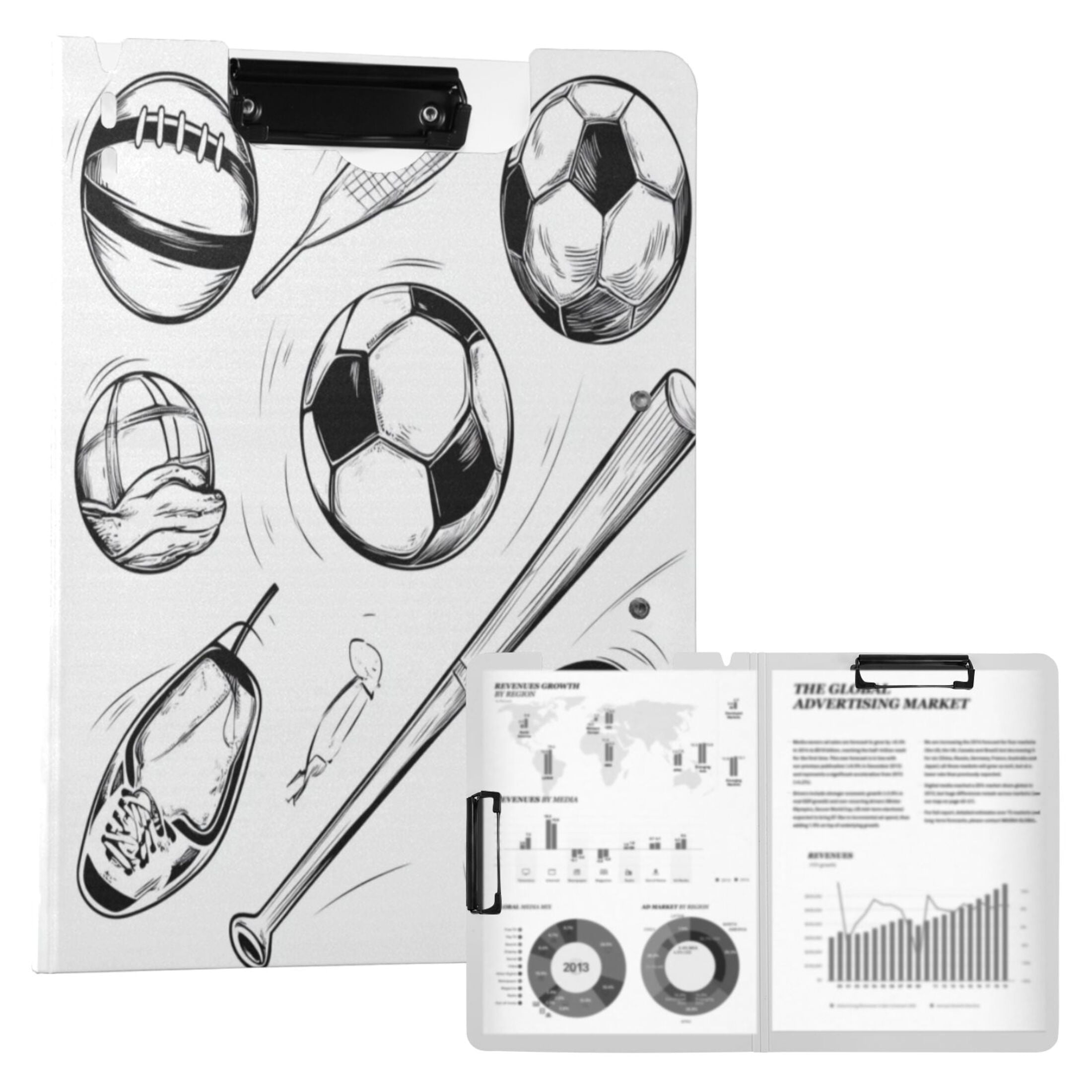 A4 Double Clip File Folder 18.9x12.6in Clipboards Foldable Binder Holds ...