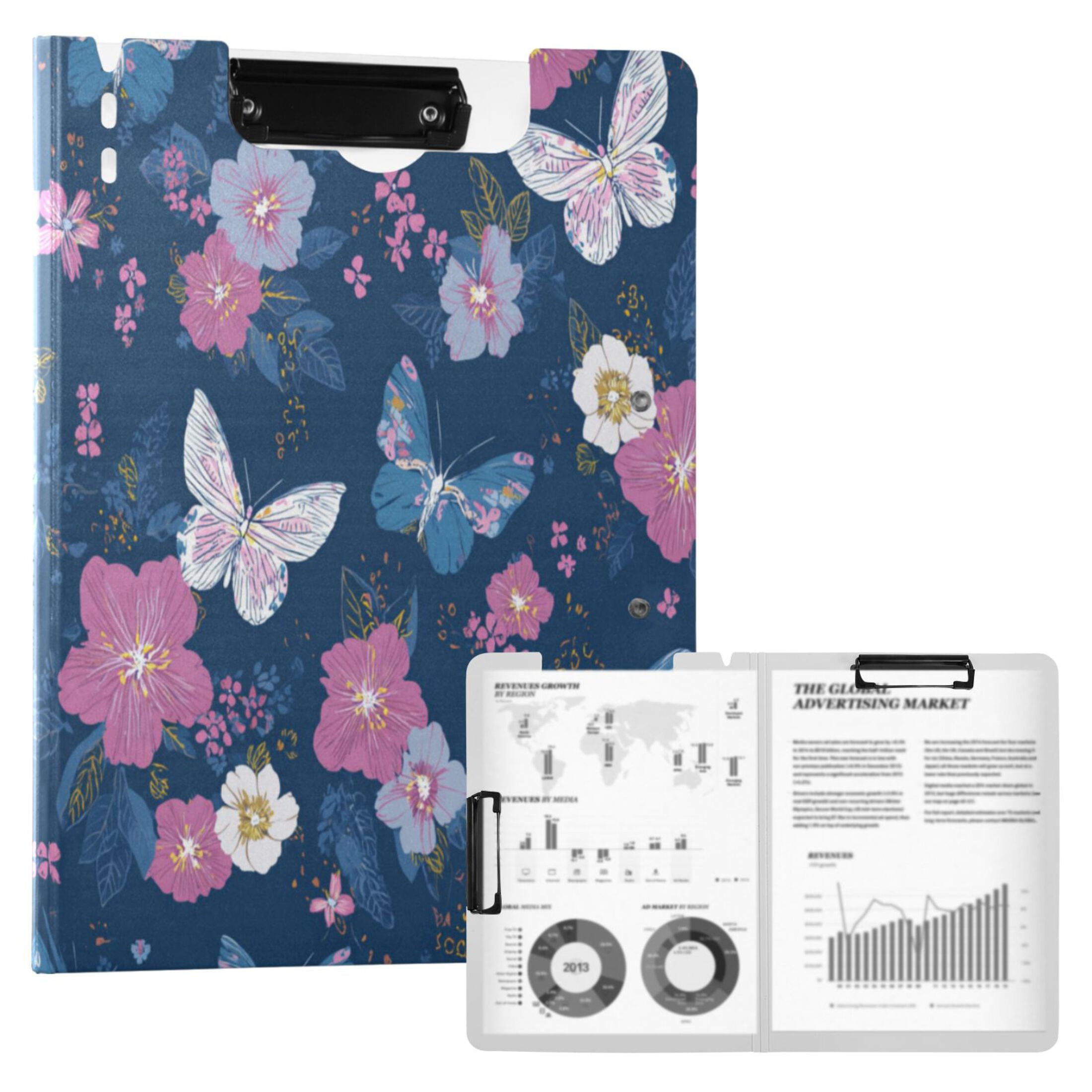 A4 Double Clip File Folder 18.9x12.6in Clipboards Foldable Binder Holds ...