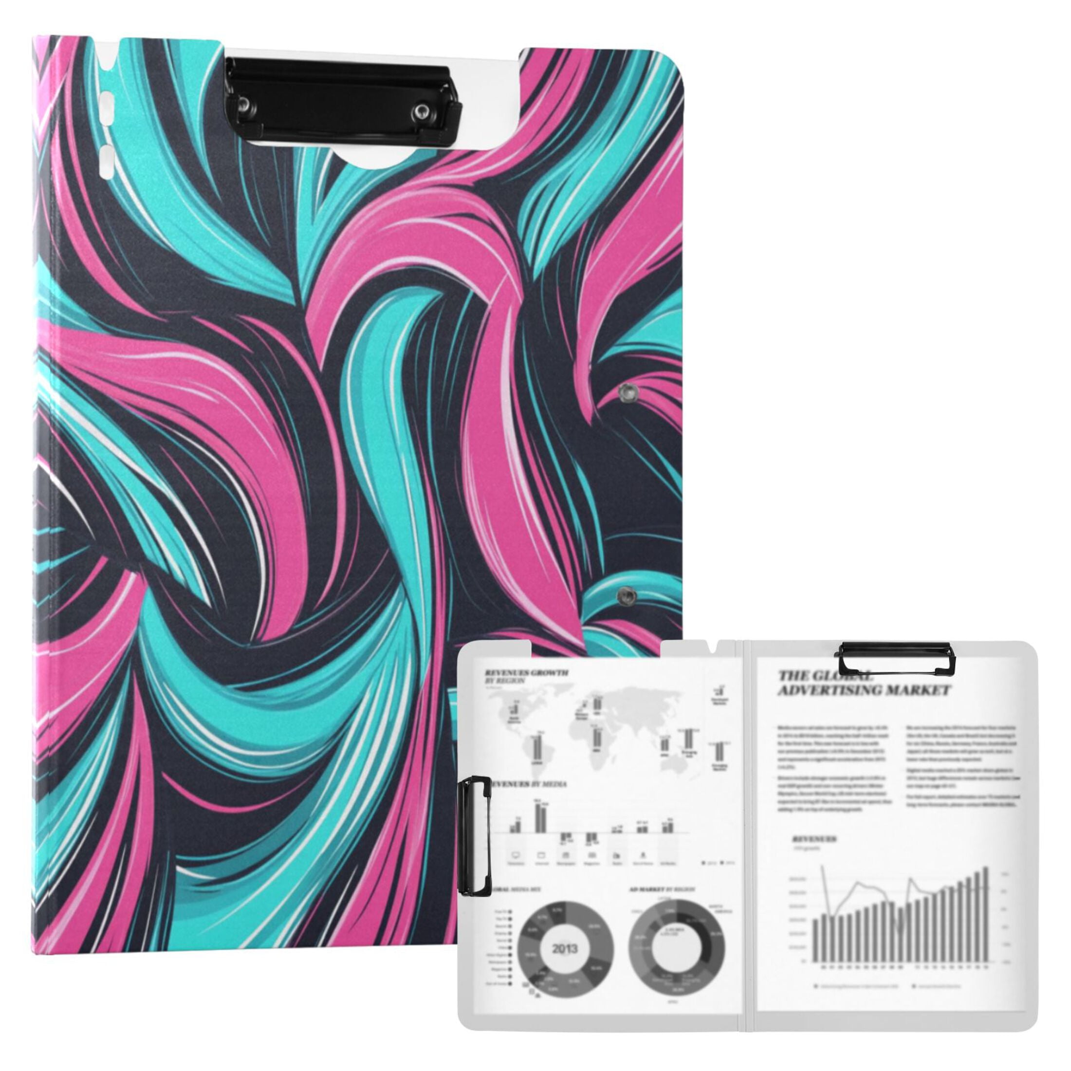 A4 Double Clip File Folder 18.9x12.6in Clipboards Foldable Binder Holds ...