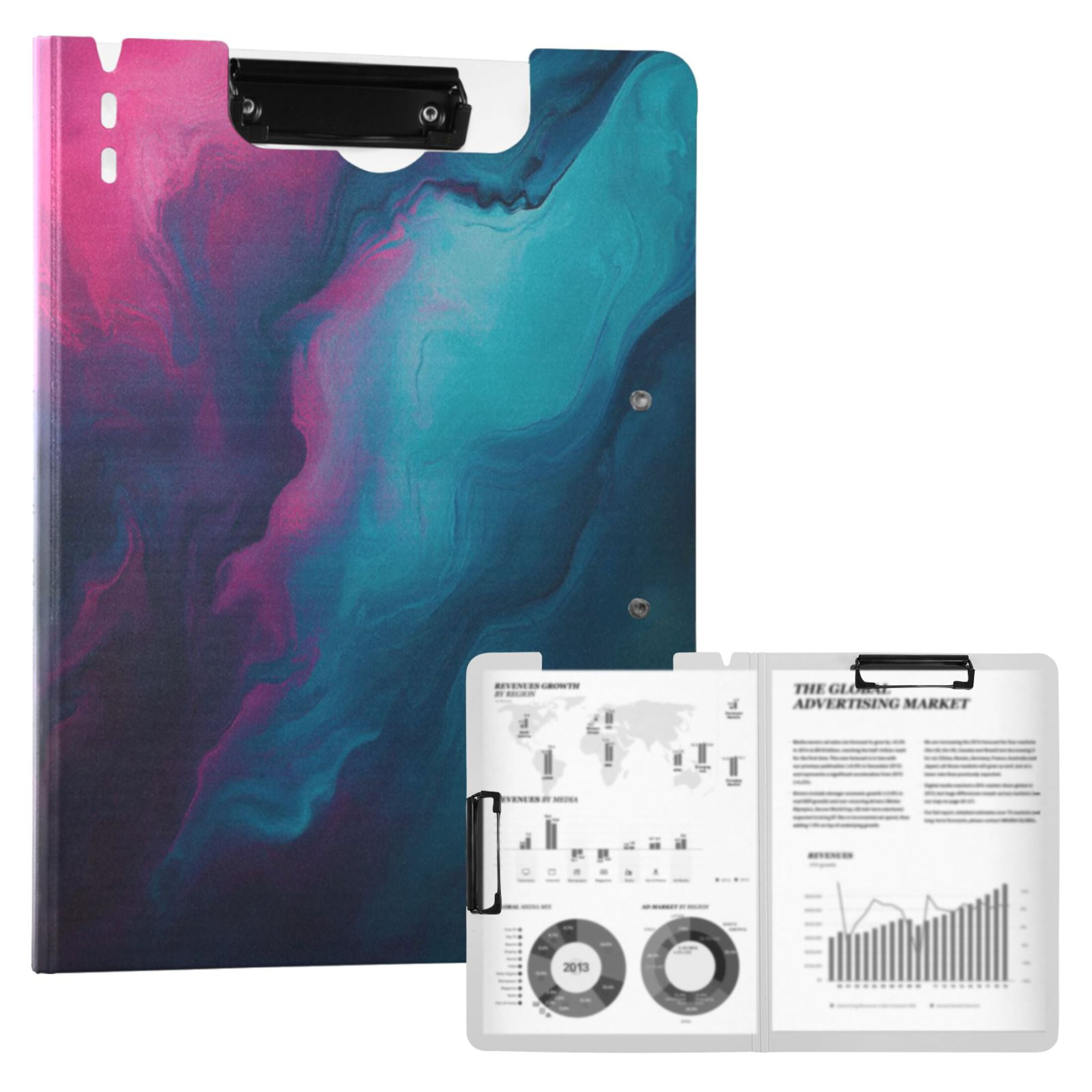 A4 Double Clip File Folder 18.9x12.6in Clipboards Foldable Binder Holds ...