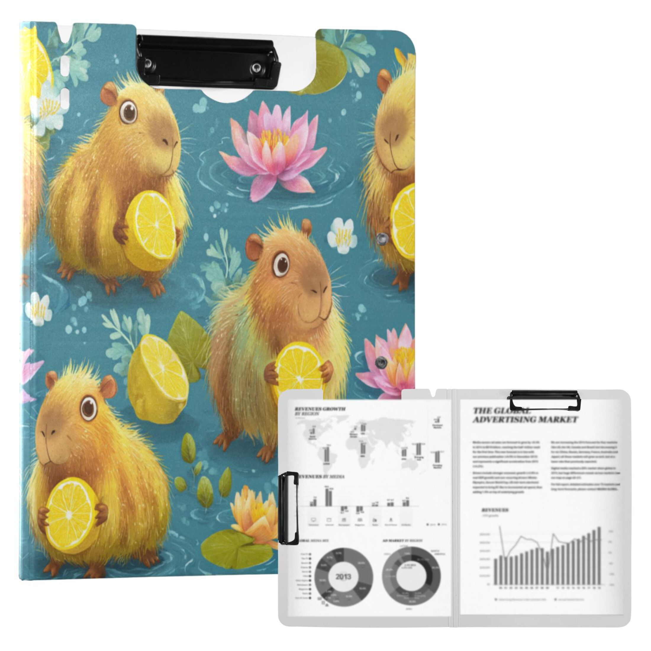 A4 Double Clip File Folder 18.9x12.6in Clipboards Foldable Binder Holds ...