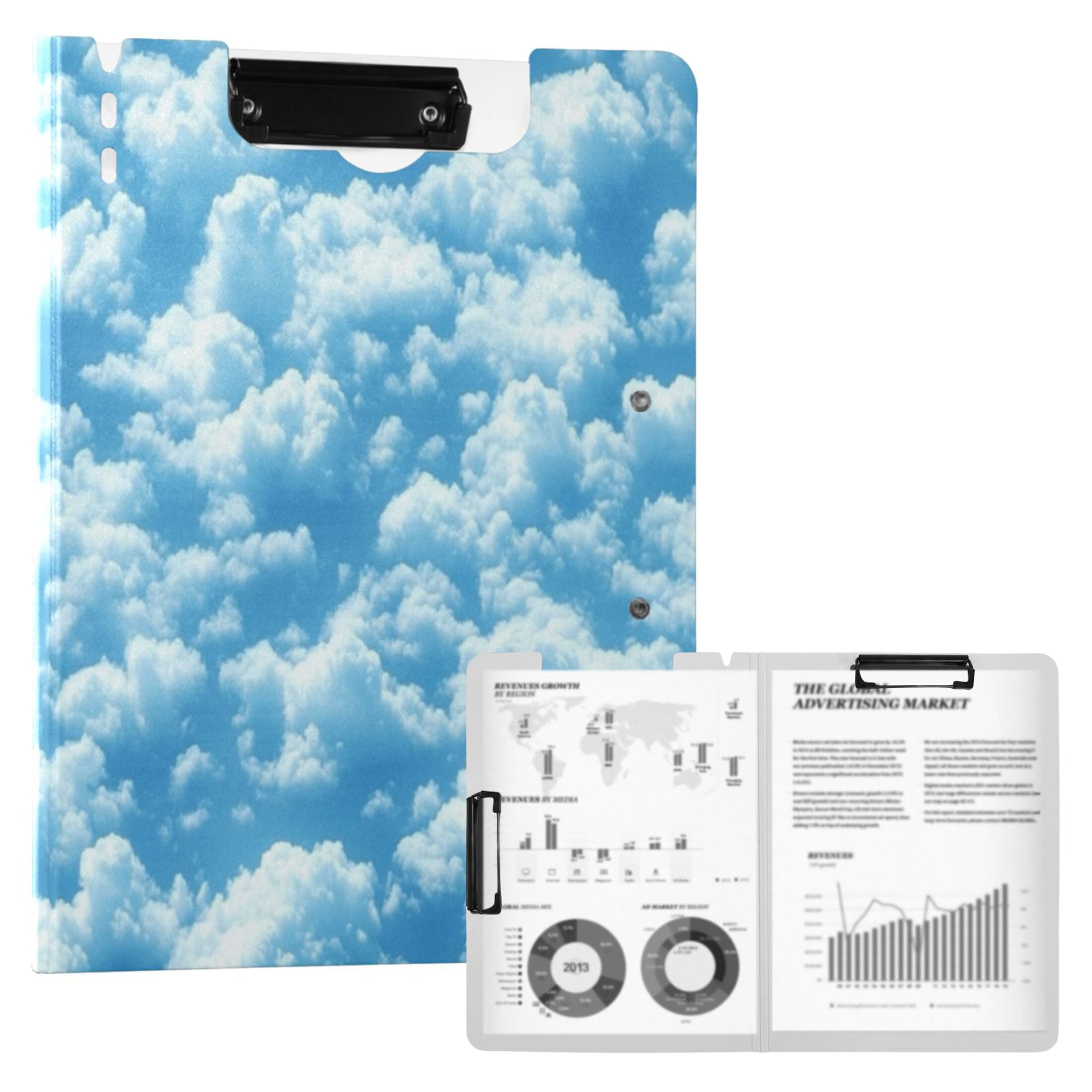 A4 Double Clip File Folder 18.9x12.6in Clipboards Foldable Binder Holds ...