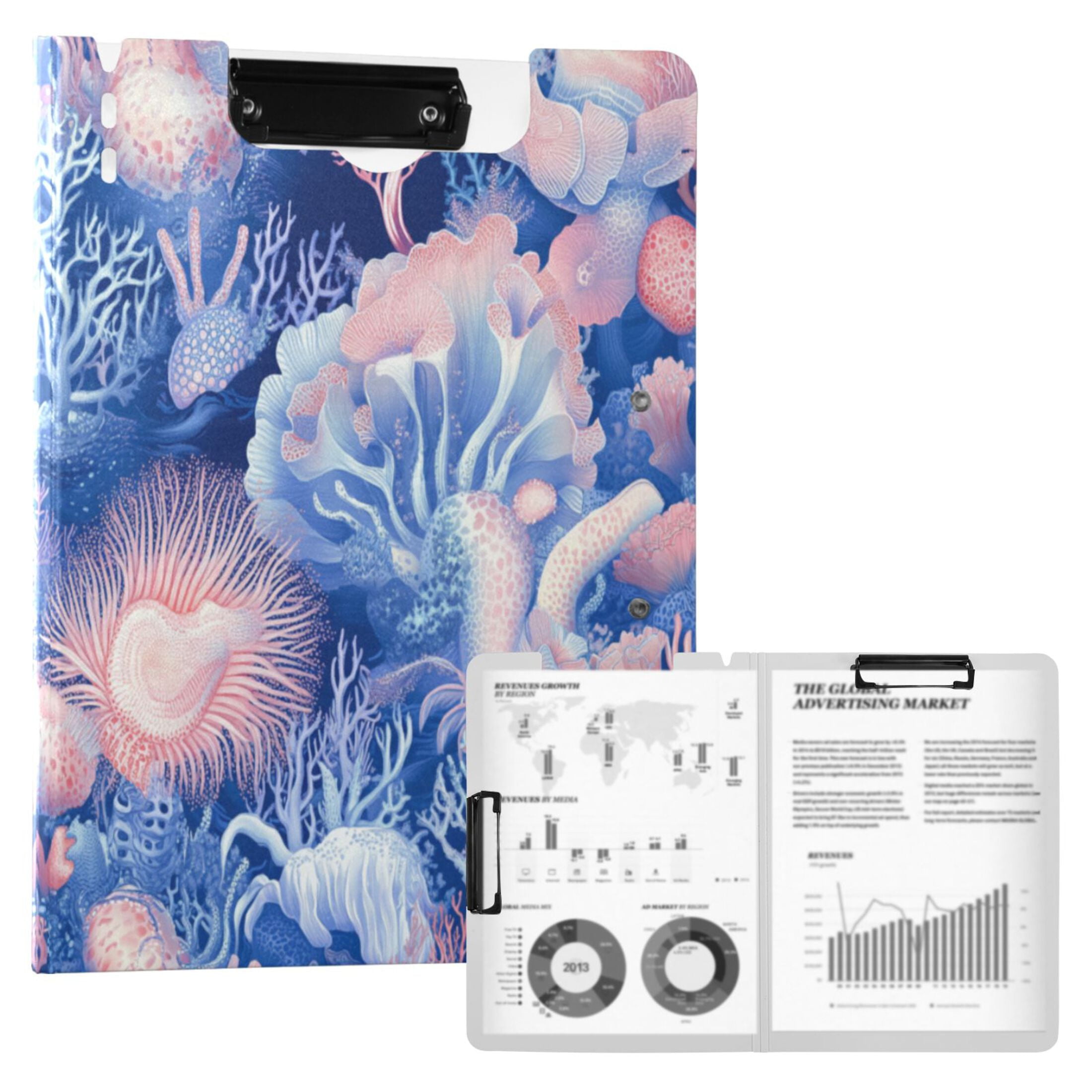 A4 Double Clip File Folder 18.9x12.6in Clipboards Foldable Binder Holds ...