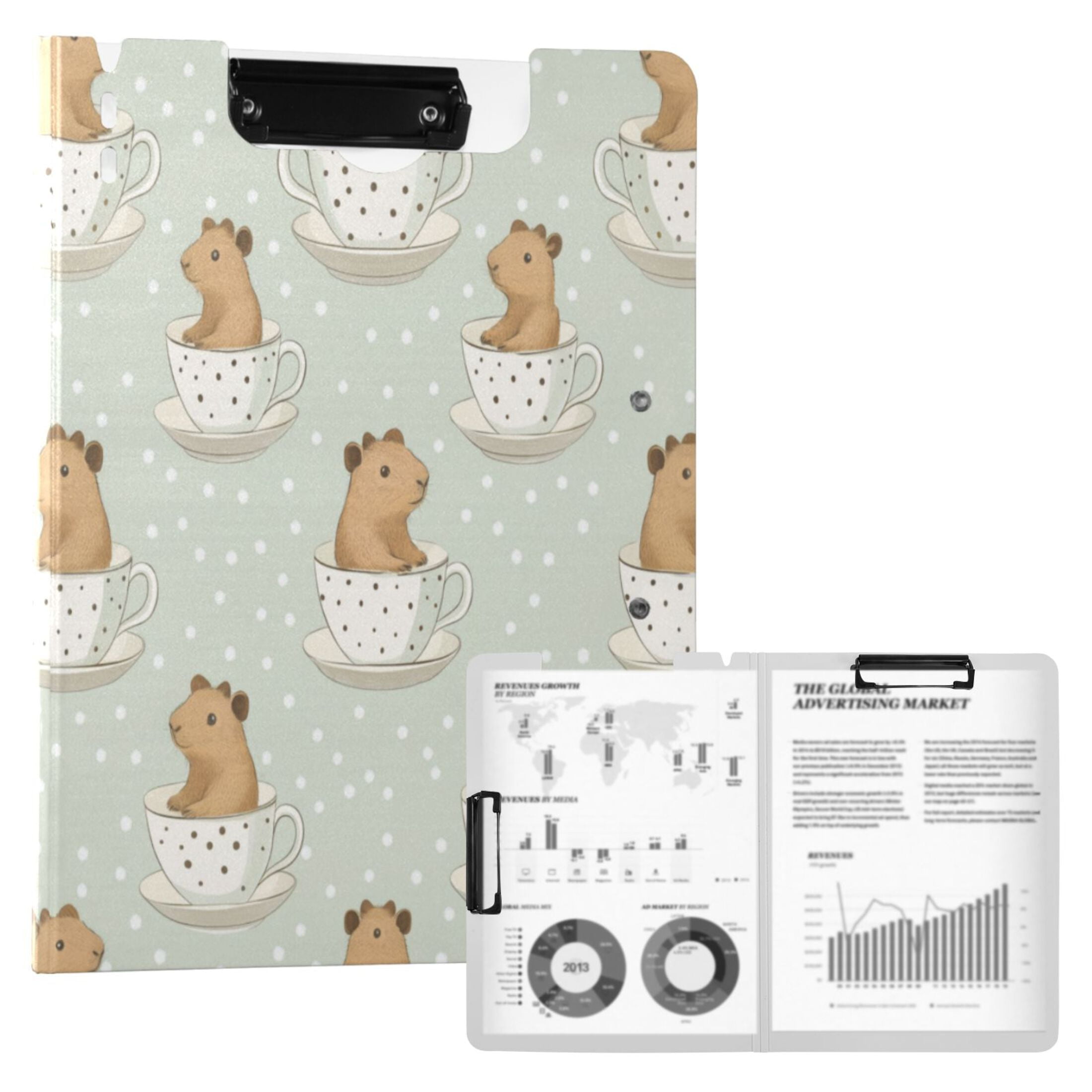 A4 Double Clip File Folder 18.9x12.6in Clipboards Foldable Binder Holds ...