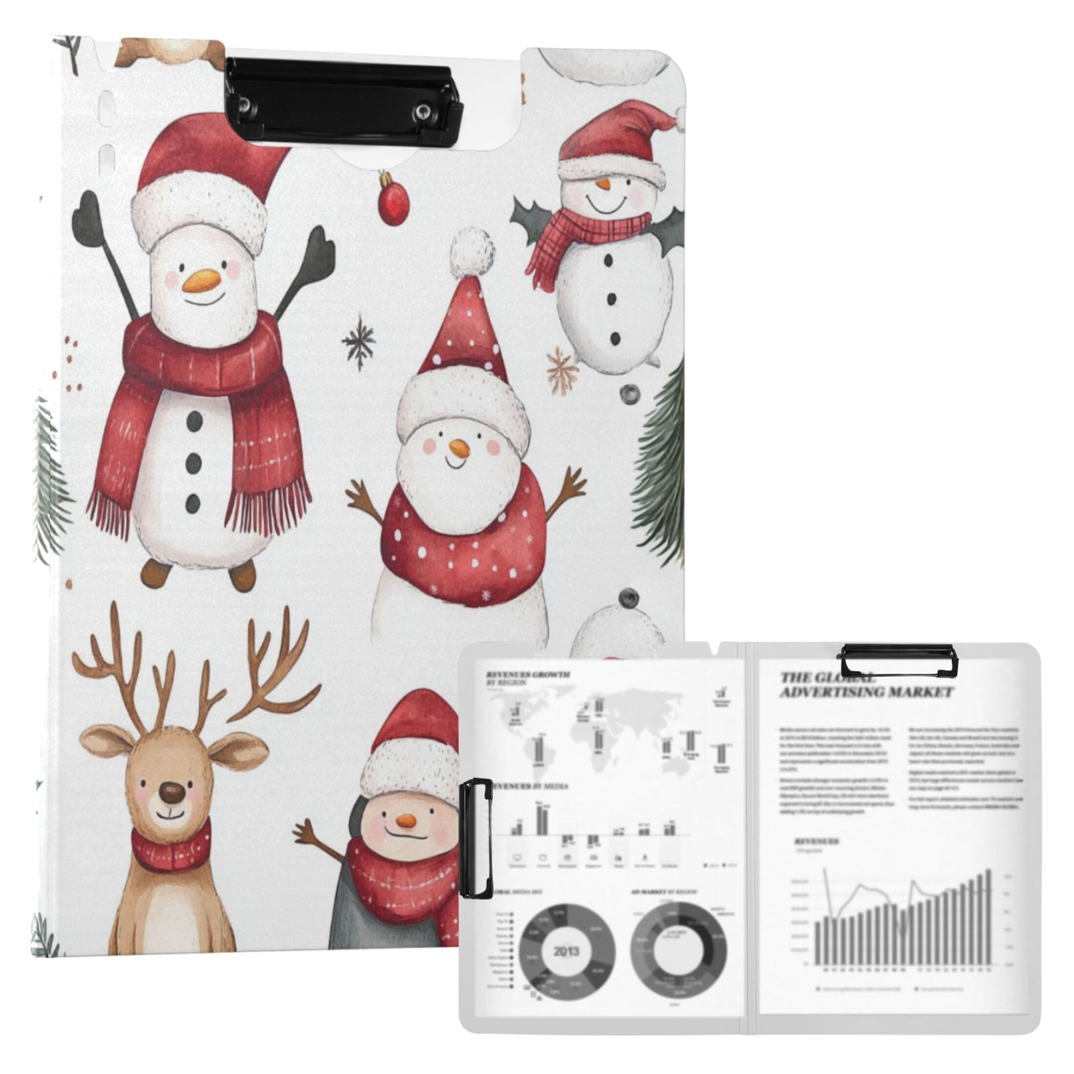 A4 Double Clip File Folder 18.9x12.6in Clipboards Foldable Binder Holds ...