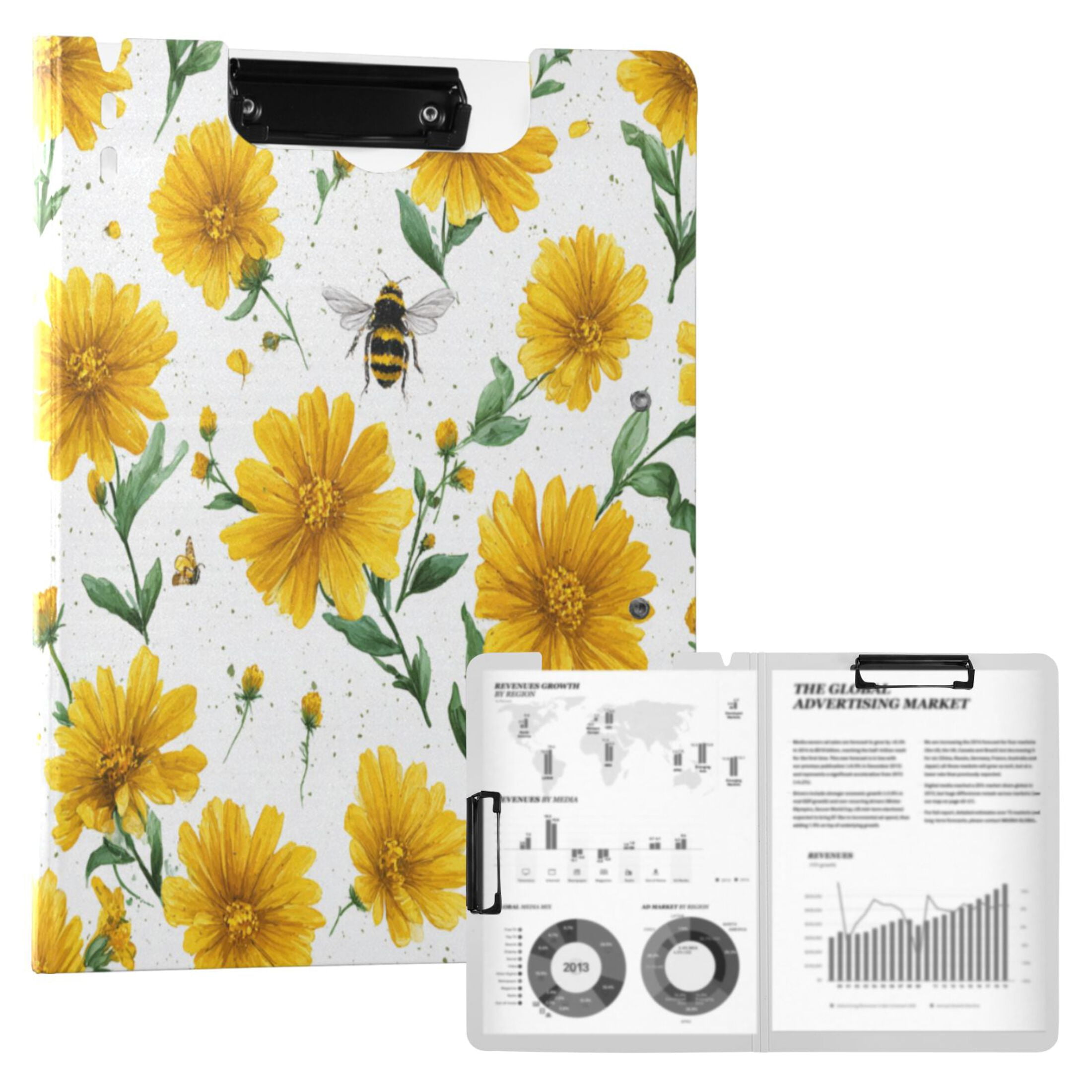 A4 Double Clip File Folder 18.9x12.6in Clipboards Foldable Binder Holds ...