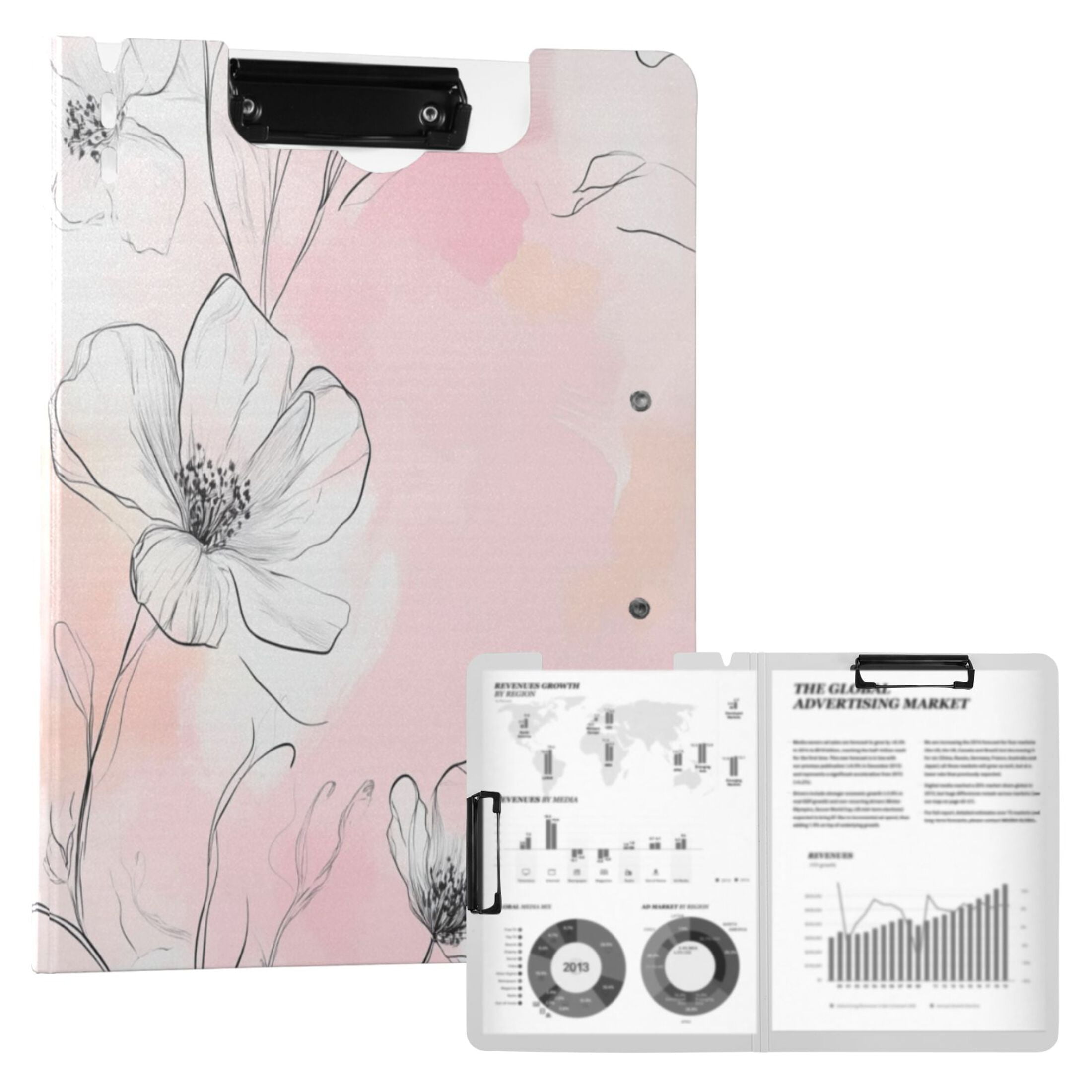 A4 Double Clip File Folder 18.9x12.6in Clipboards Foldable Binder Holds ...