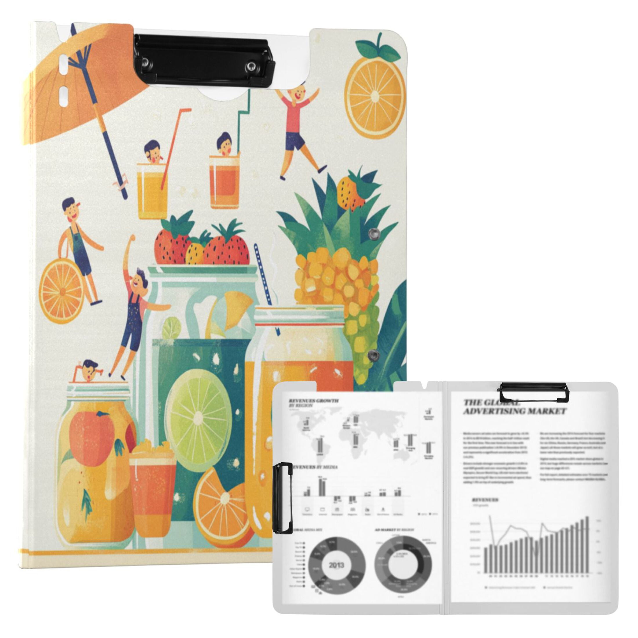 A4 Double Clip File Folder 18.9x12.6in Clipboards Foldable Binder Holds ...