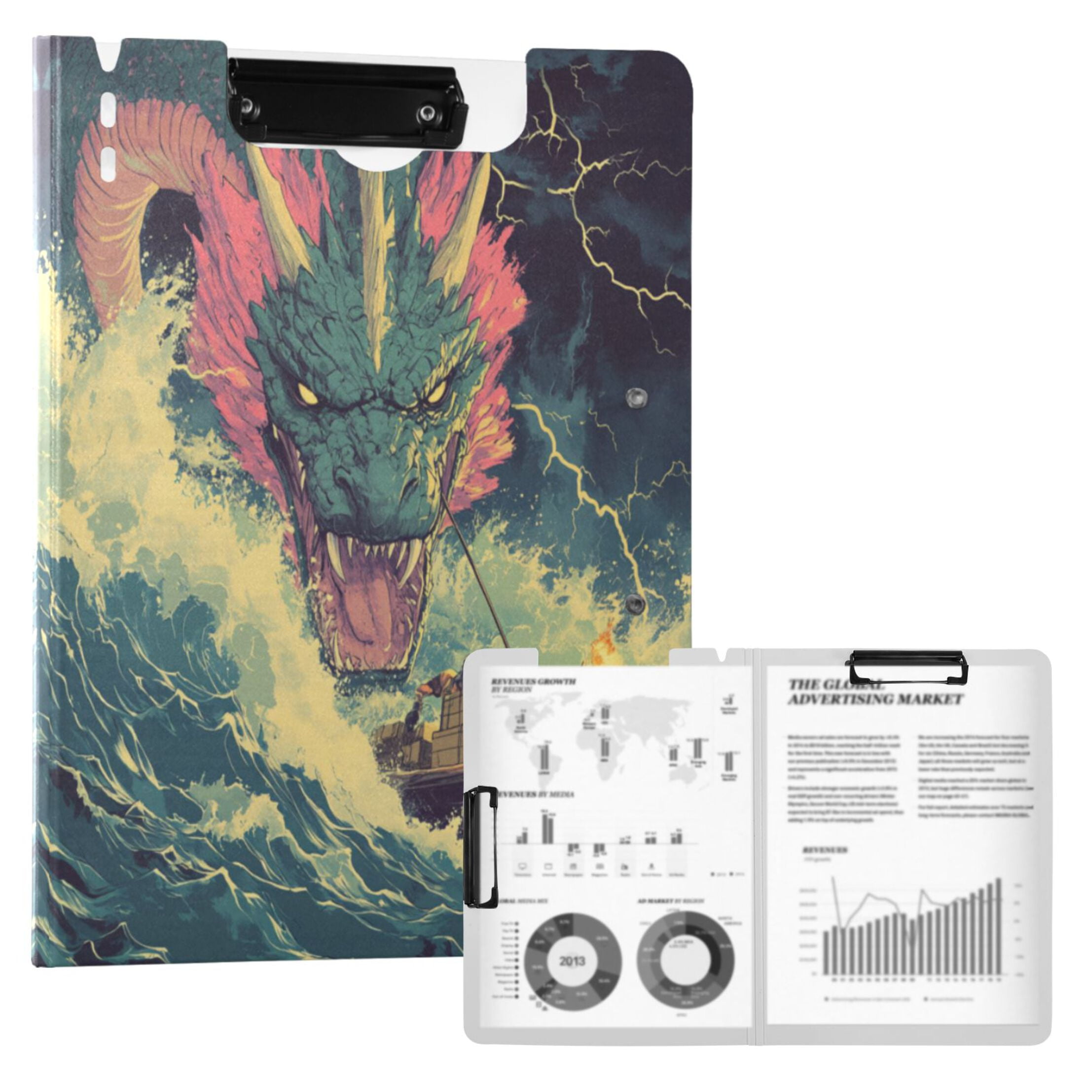 A4 Double Clip File Folder 18.9x12.6in Clipboards Foldable Binder Holds ...