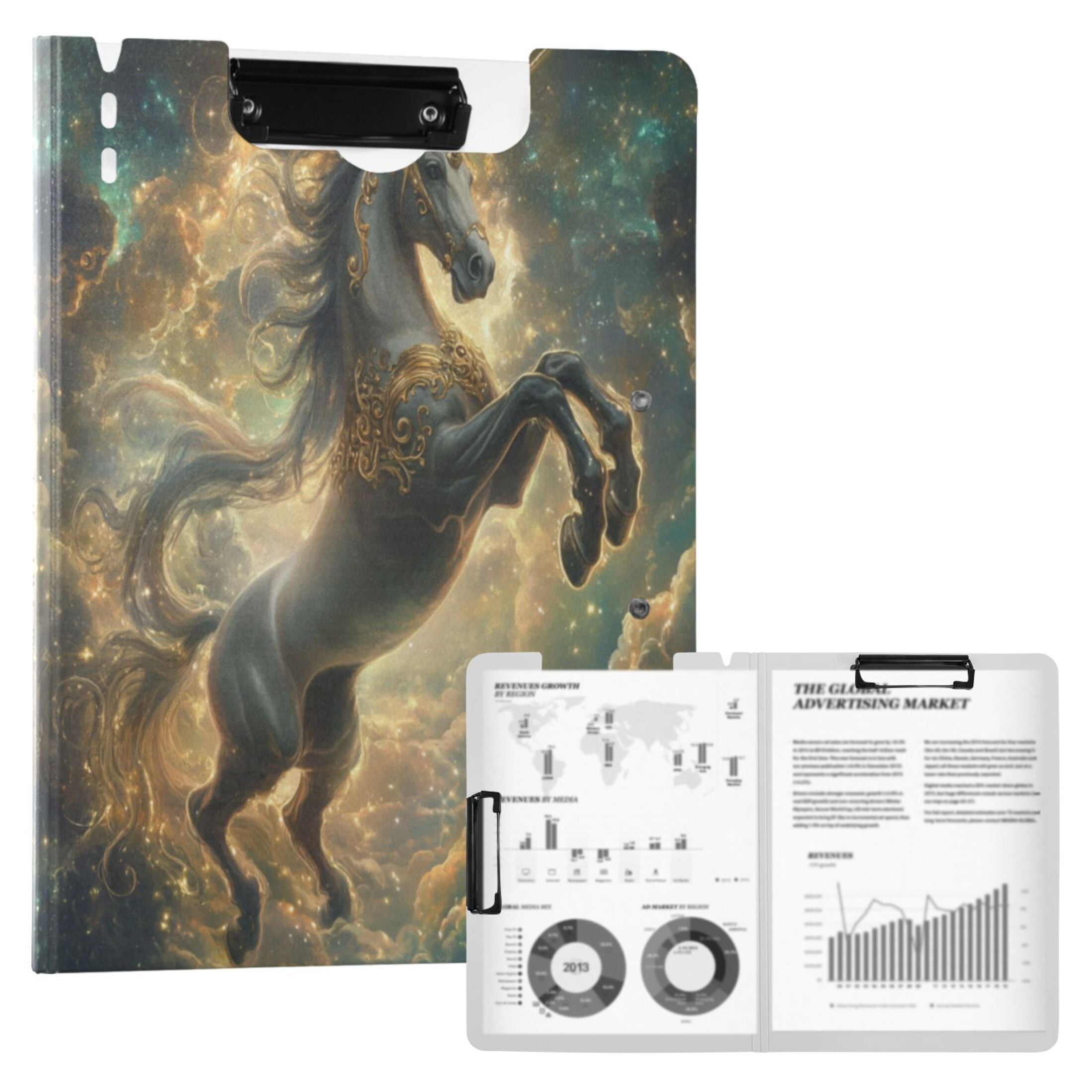 A4 Double Clip File Folder 18.9x12.6in Clipboards Foldable Binder Holds ...