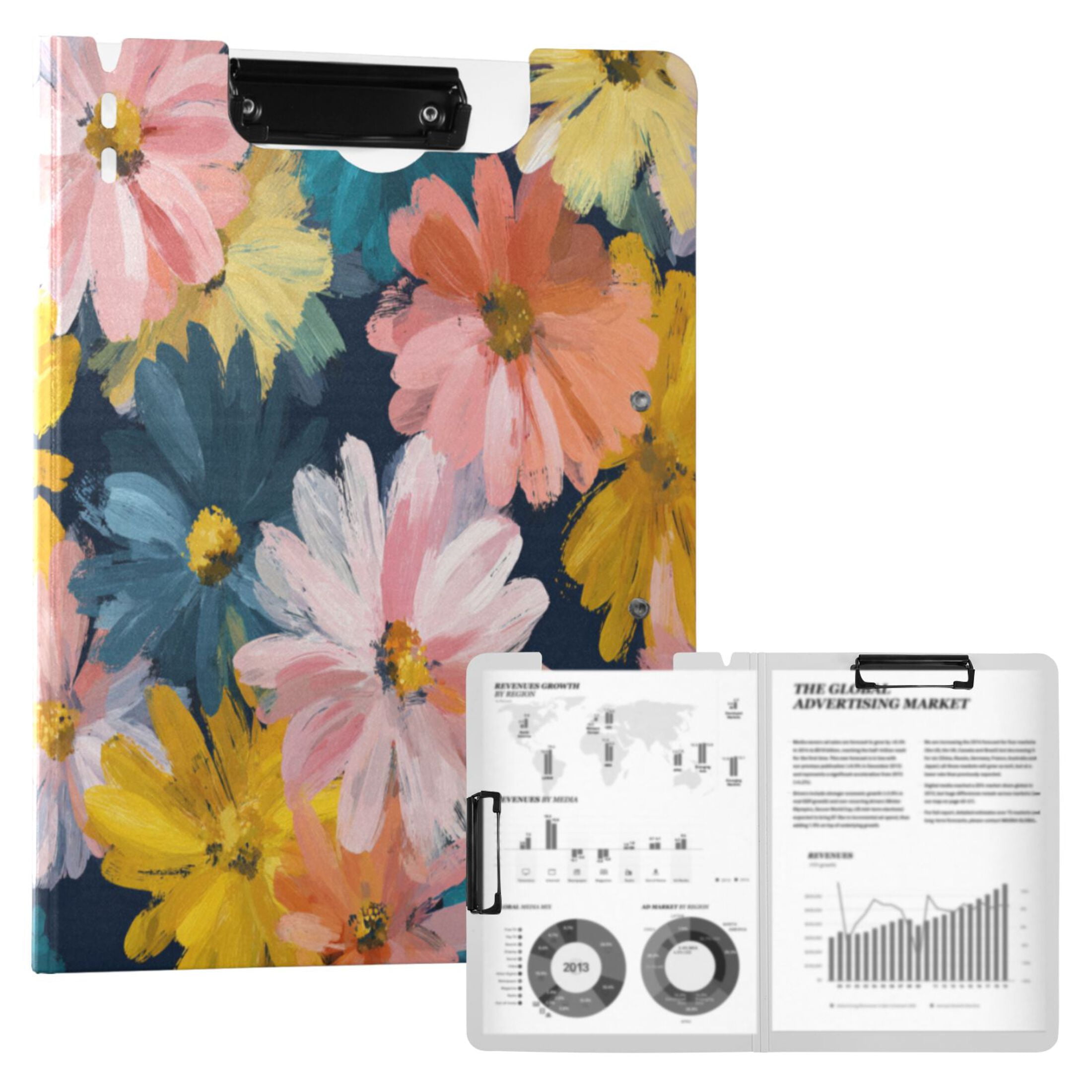 A4 Double Clip File Folder 18.9x12.6in Clipboards Foldable Binder Holds ...