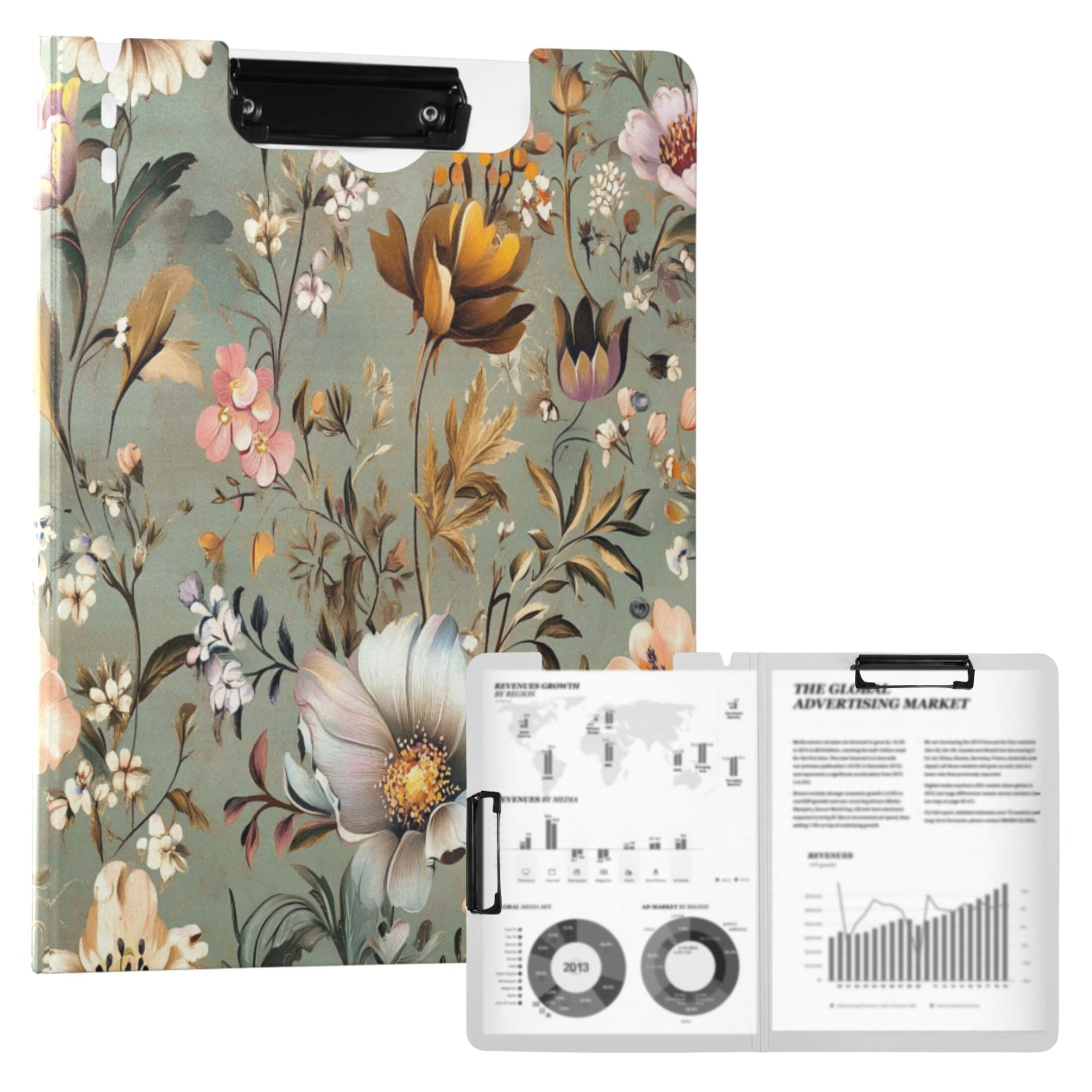 A4 Double Clip File Folder 18.9x12.6in Clipboards Foldable Binder Holds ...