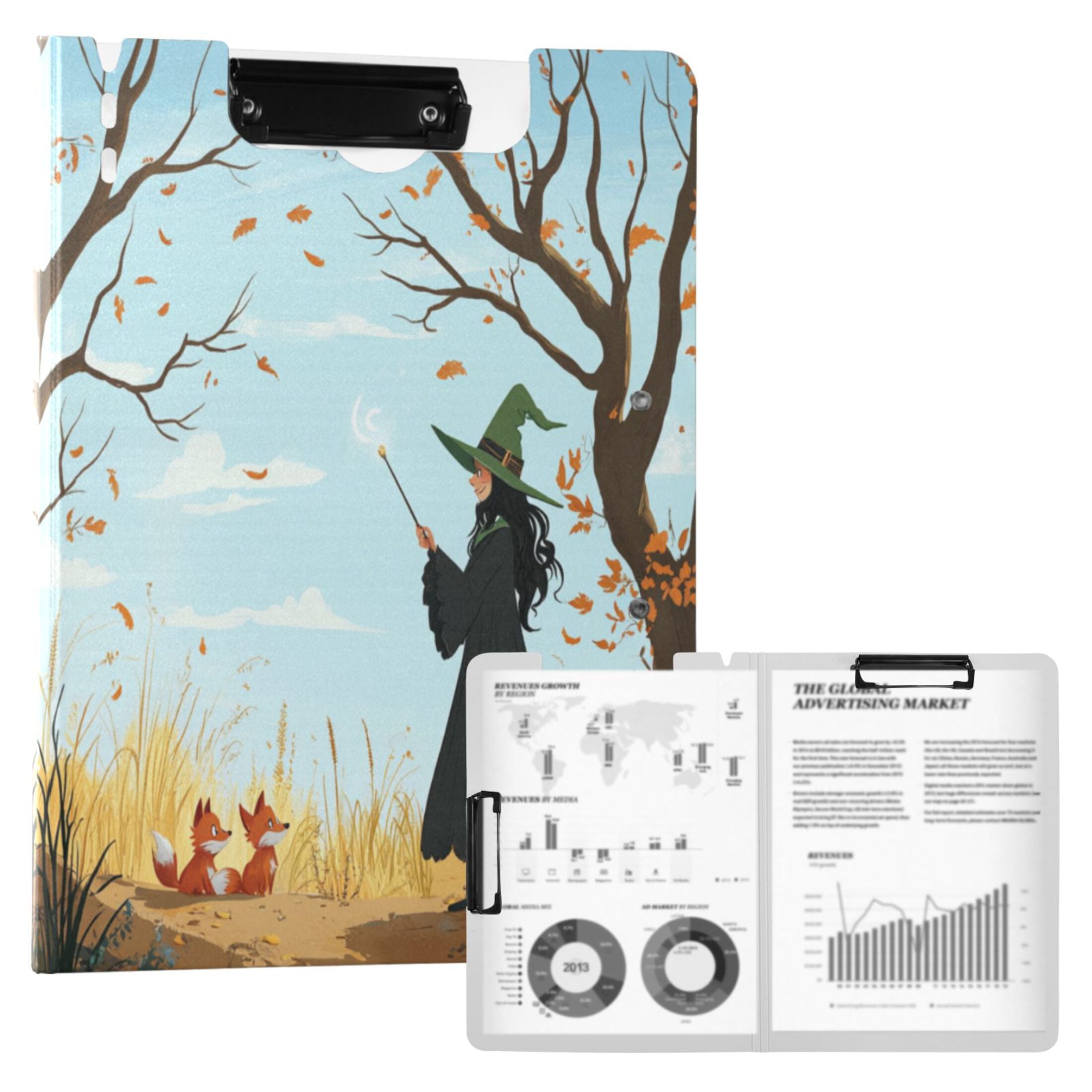 A4 Double Clip File Folder 18.9x12.6in Clipboards Foldable Binder Holds ...