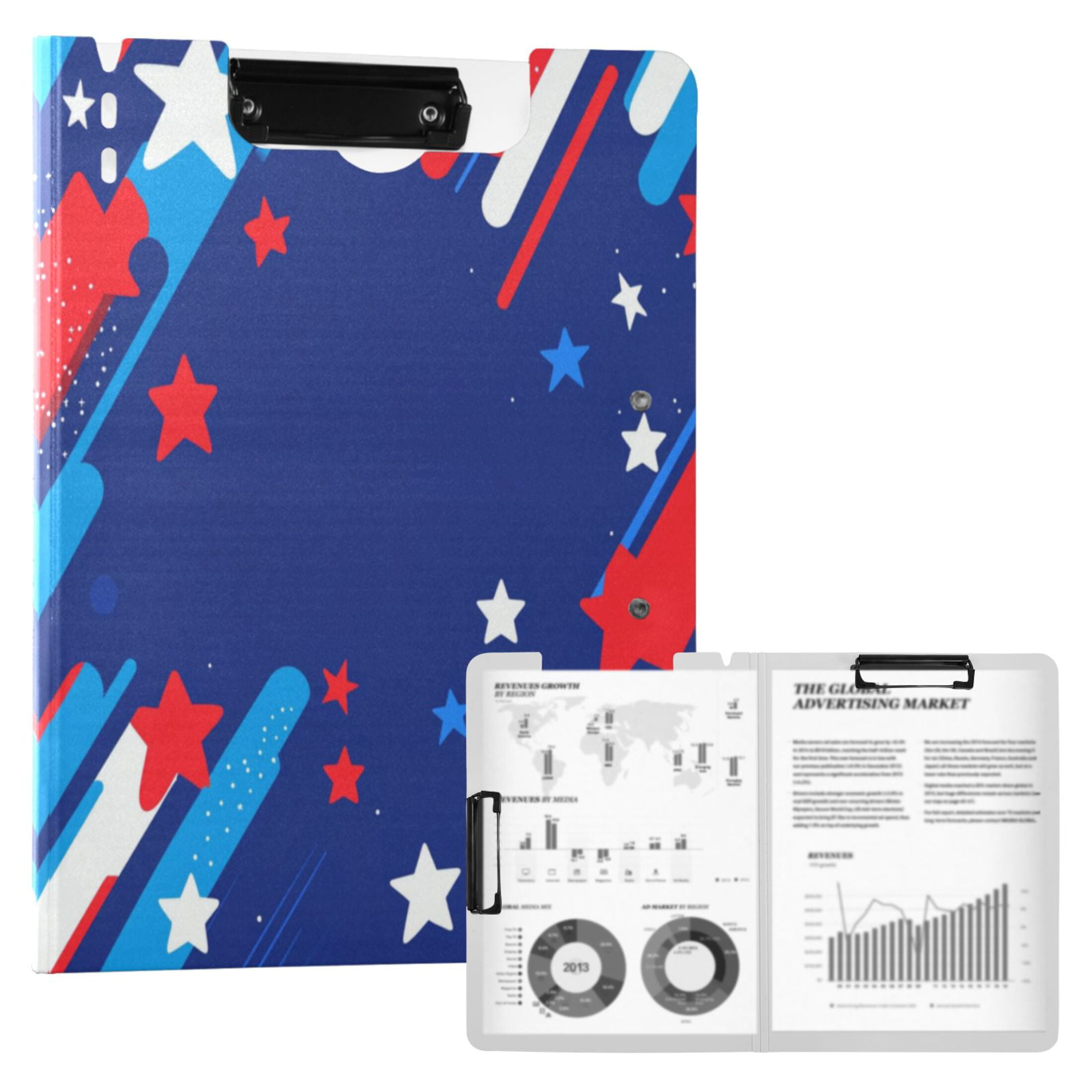 A4 Double Clip File Folder 18.9x12.6in Clipboards Foldable Binder Holds ...