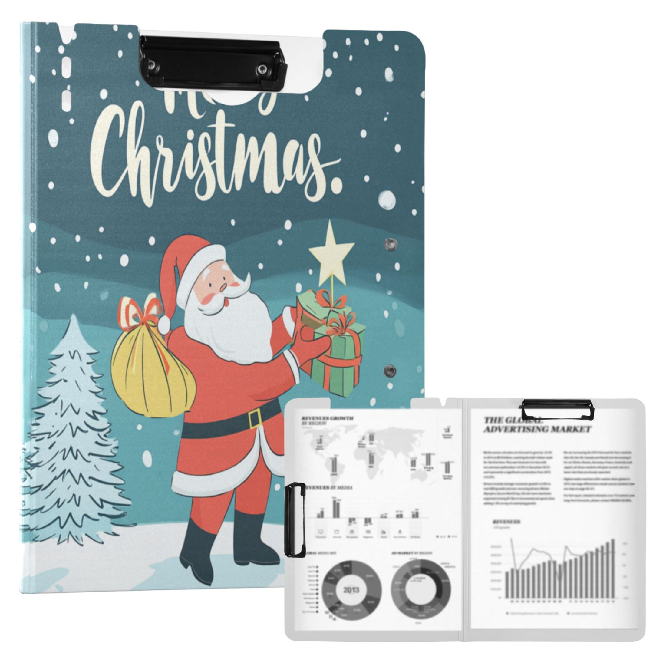 A4 Double Clip File Folder 18.9x12.6in Clipboards Foldable Binder Holds ...