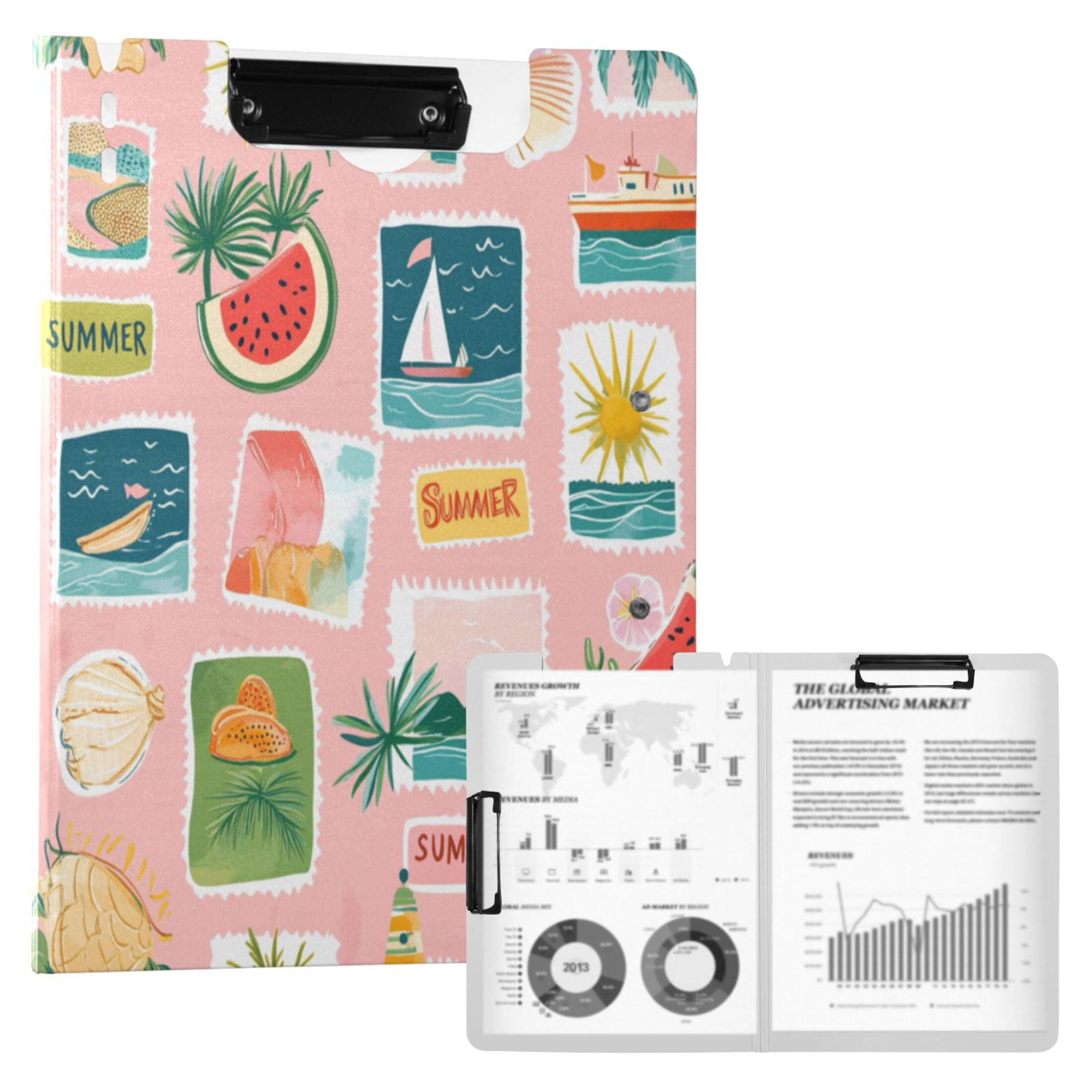 A4 Double Clip File Folder 18.9x12.6in Clipboards Foldable Binder Holds ...