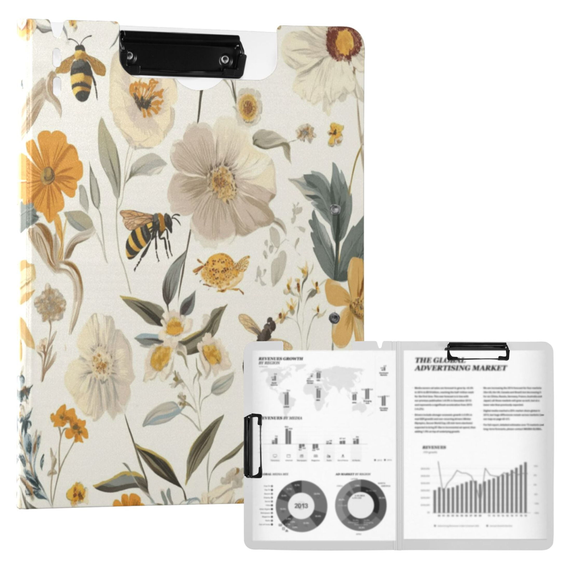 A4 Double Clip File Folder 18.9x12.6in Clipboards Foldable Binder Holds ...