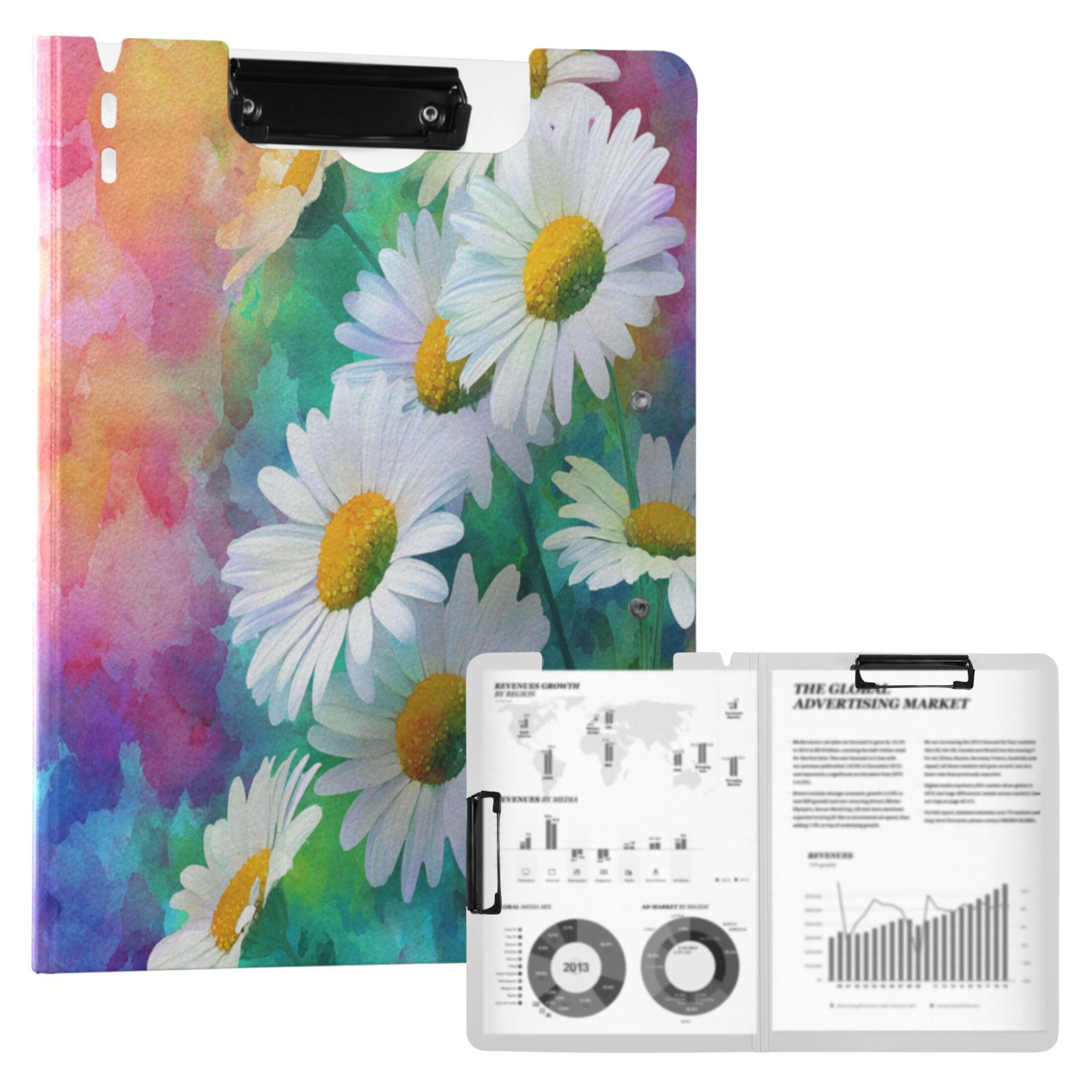 A4 Double Clip File Folder 18.9x12.6in Clipboards Foldable Binder Holds ...