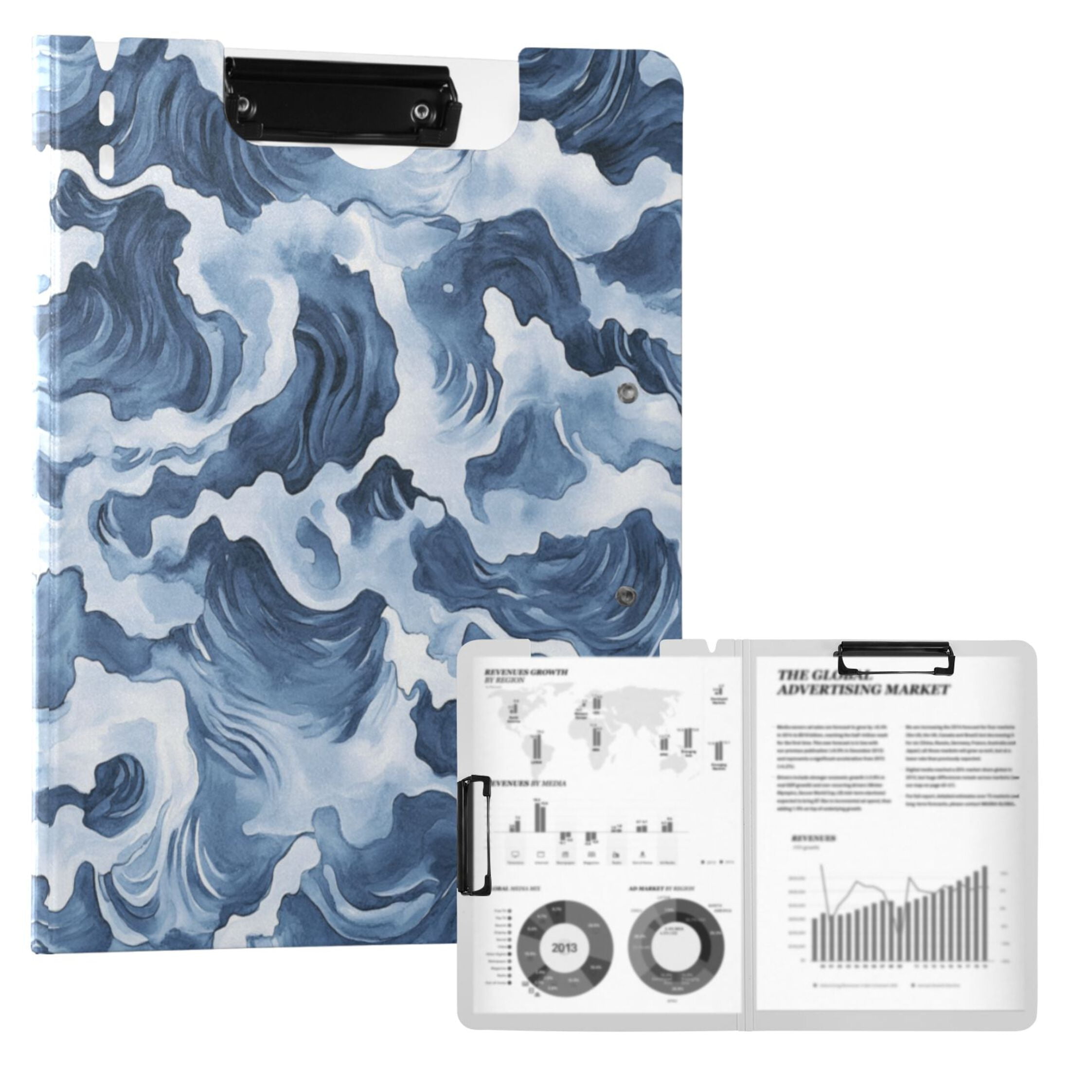 A4 Double Clip File Folder 18.9x12.6in Clipboards Foldable Binder Holds ...