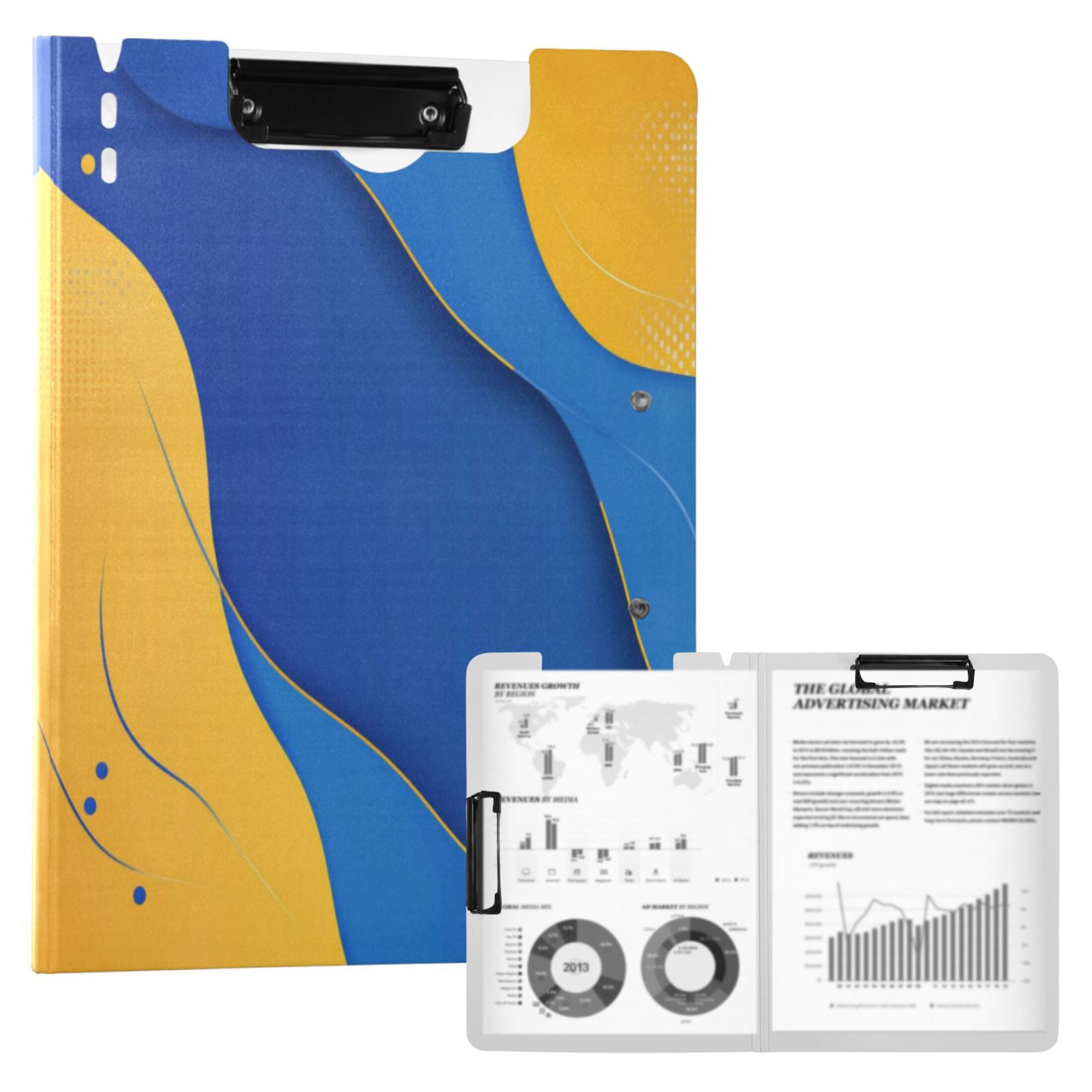 A4 Double Clip File Folder 18.9x12.6in Clipboards Foldable Binder Holds ...