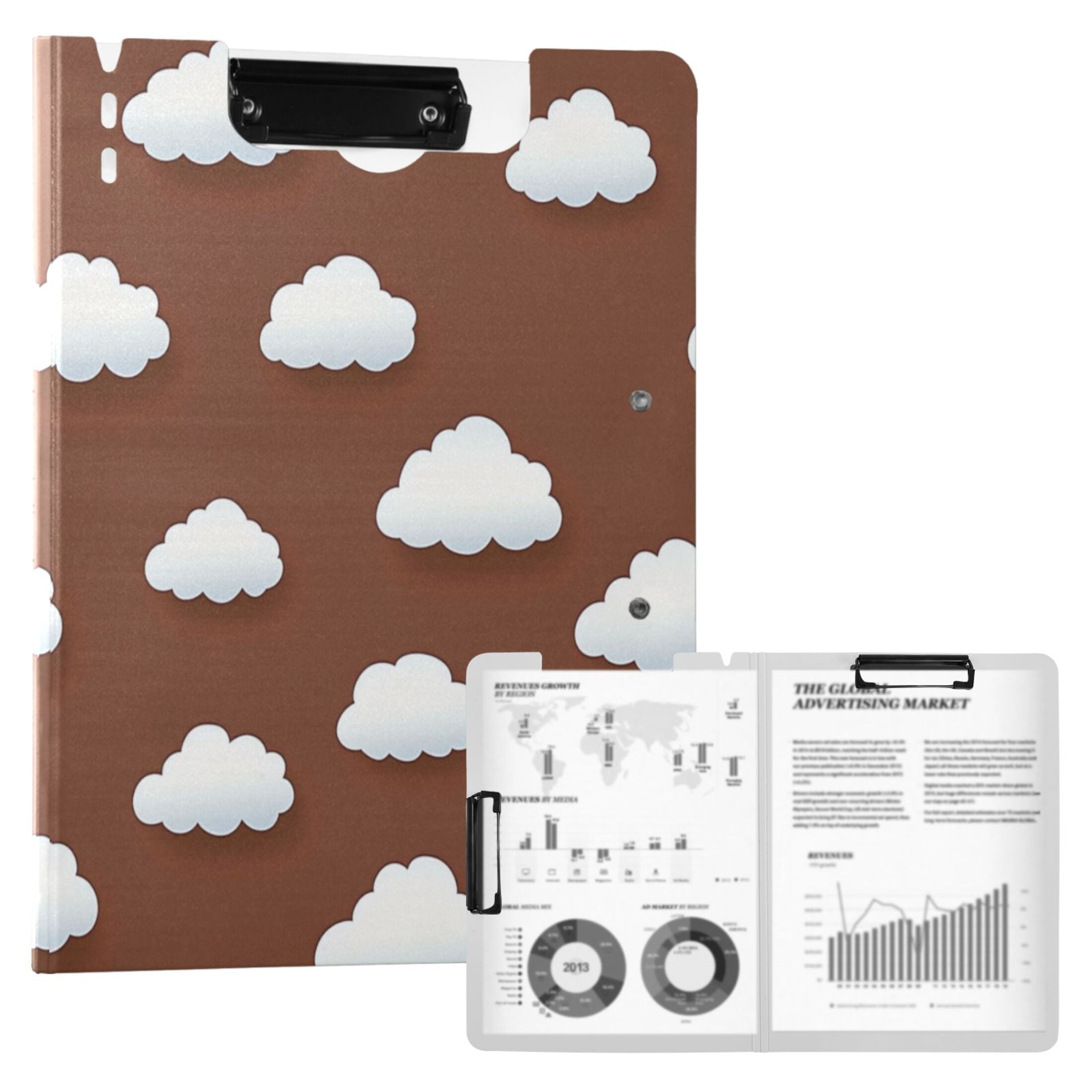 A4 Double Clip File Folder 18.9x12.6in Clipboards Foldable Binder Holds ...