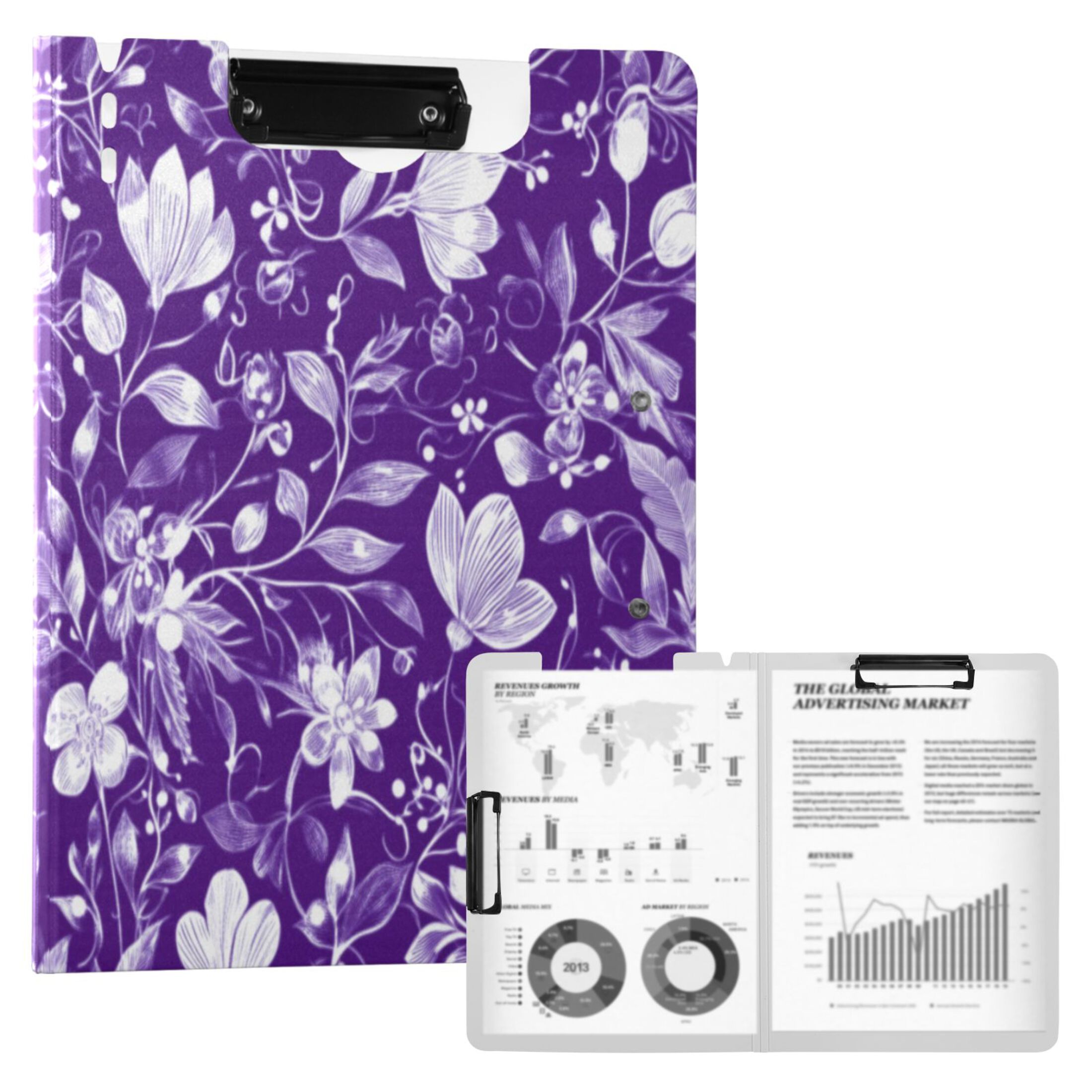 A4 Double Clip File Folder 18.9x12.6in Clipboards Foldable Binder Holds ...