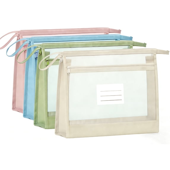 A4 Double-Layer Mesh Zipper Pouches, Extra Large Capacity Mesh Zipper ...