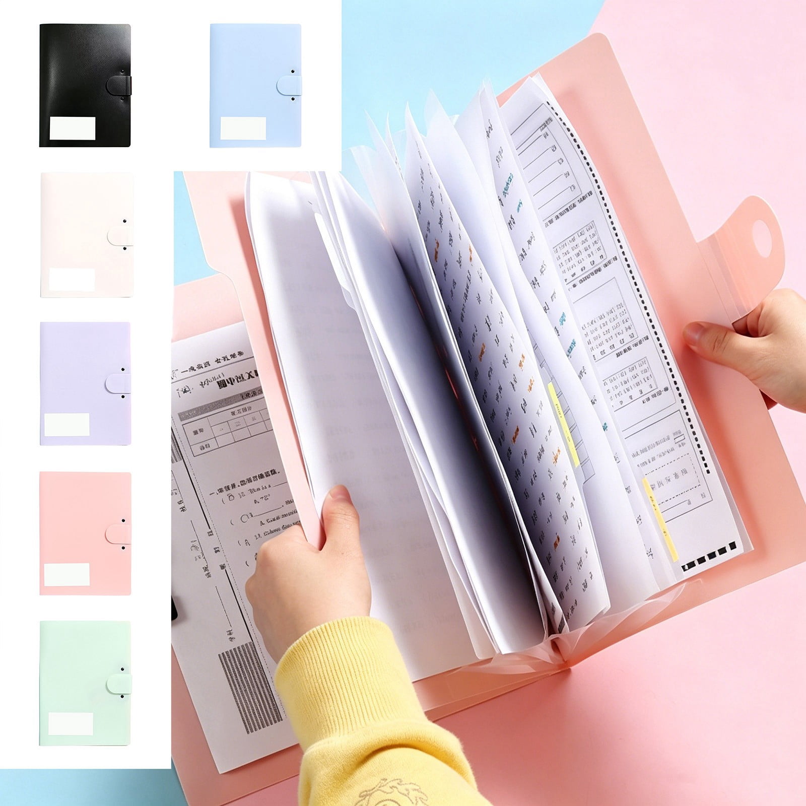A4 Expanding File Folder with Metal Clip, Multi-Pocket Plastic Document ...