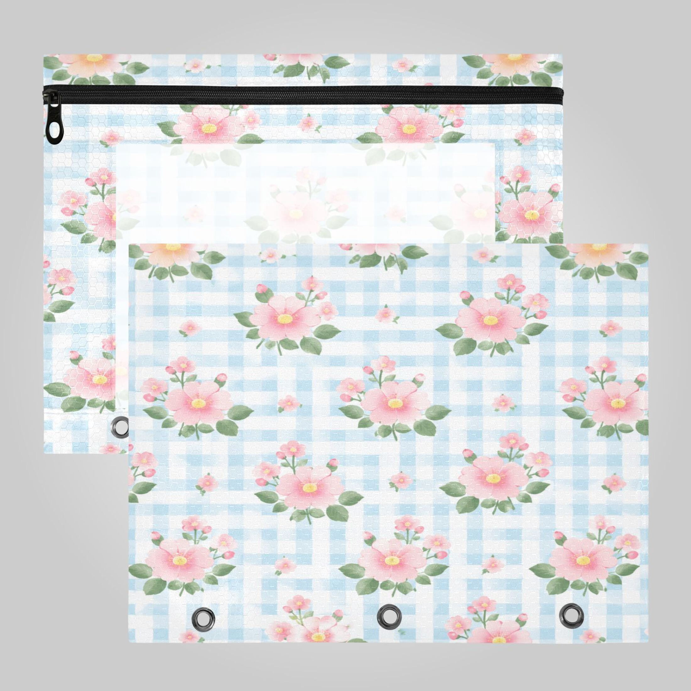 A4 File Binder 2Pack Pouch Pencil Work & Study File Pouch Blue Gingham ...