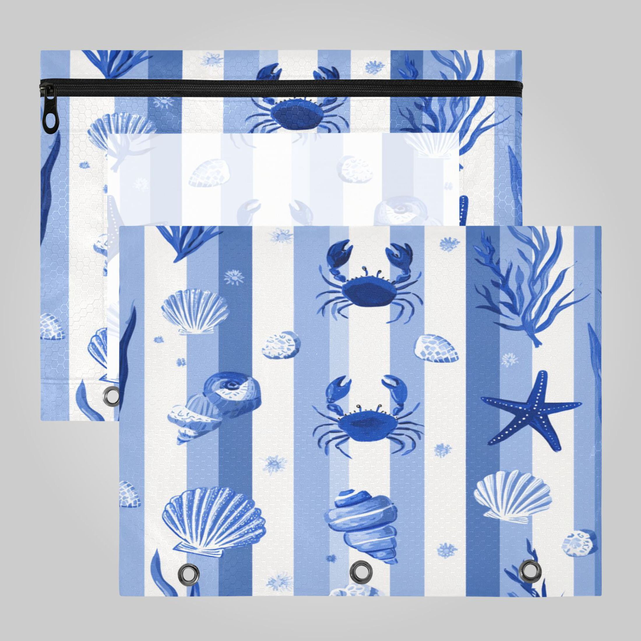 A4 File Binder 2Pack Pouch Pencil Work & Study File Pouch Nautical Blue ...