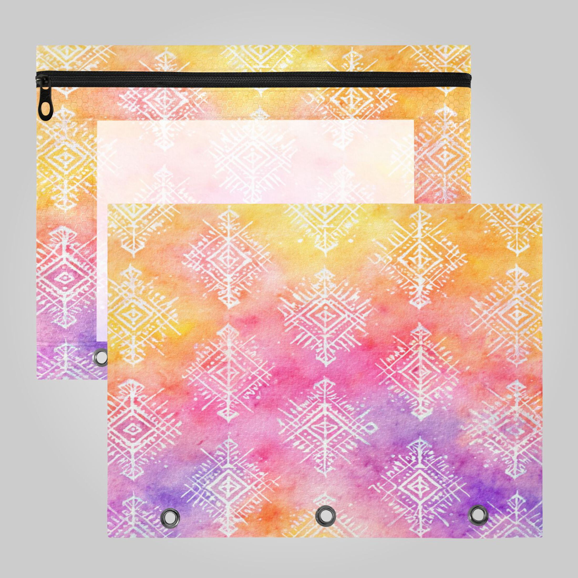 A4 File Binder 2Pack Pouch Pencil Work & Study File Pouch Ombre Ethnic ...