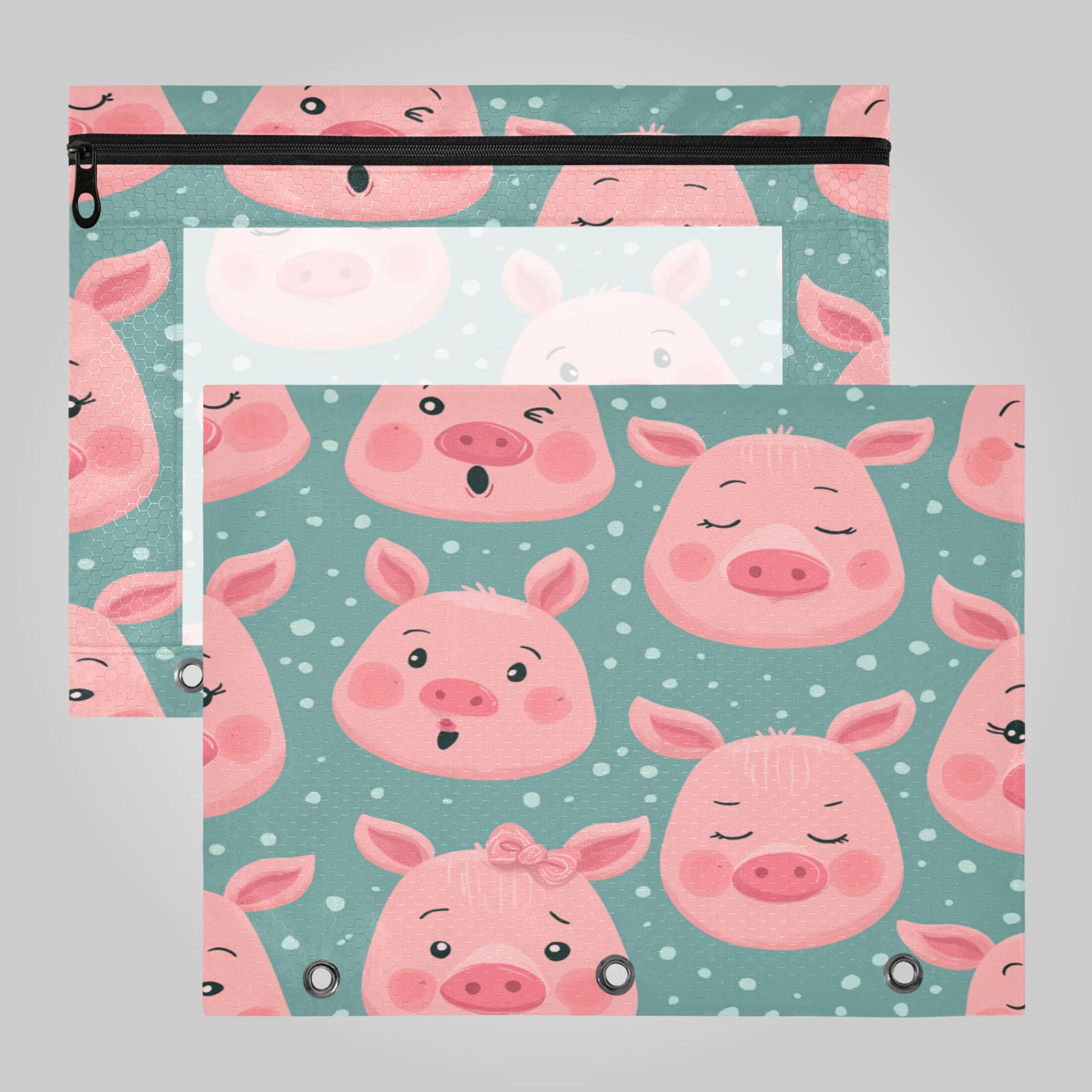 A4 File Binder 2Pack Pouch Pencil Work & Study File Pouch Piggy Moods ...