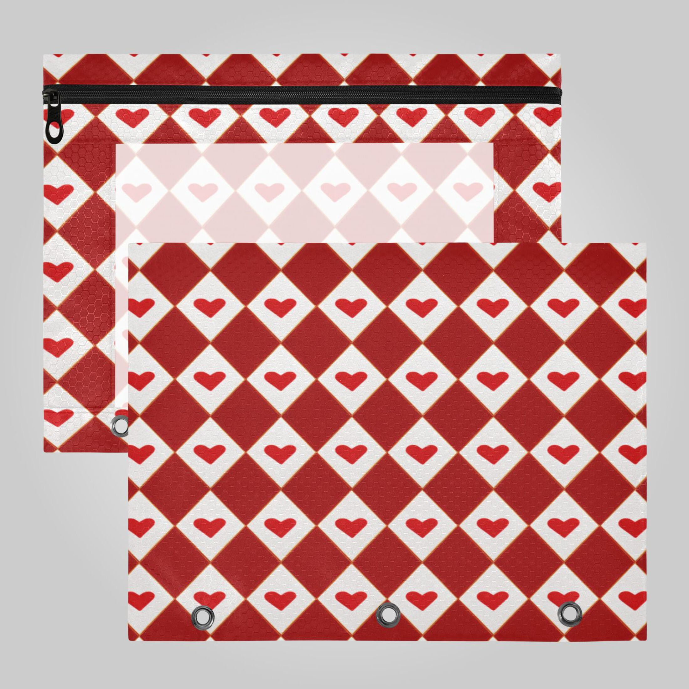 A4 File Binder 2Pack Pouch Pencil Work & Study File Pouch Red Hearts ...