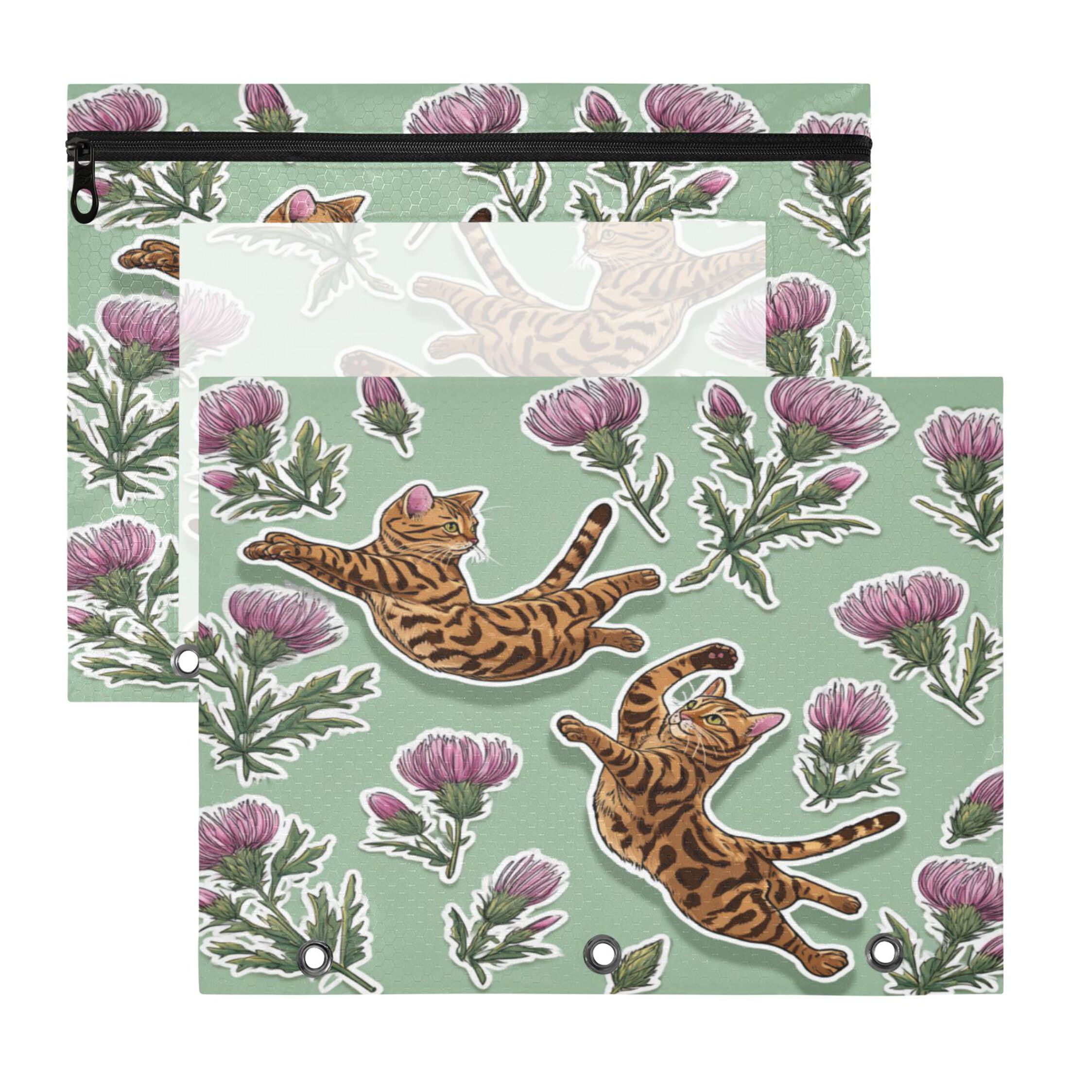 A4 File Binder Pouch Pencil Work & Study File Pouch Two Scuffling Tabby ...