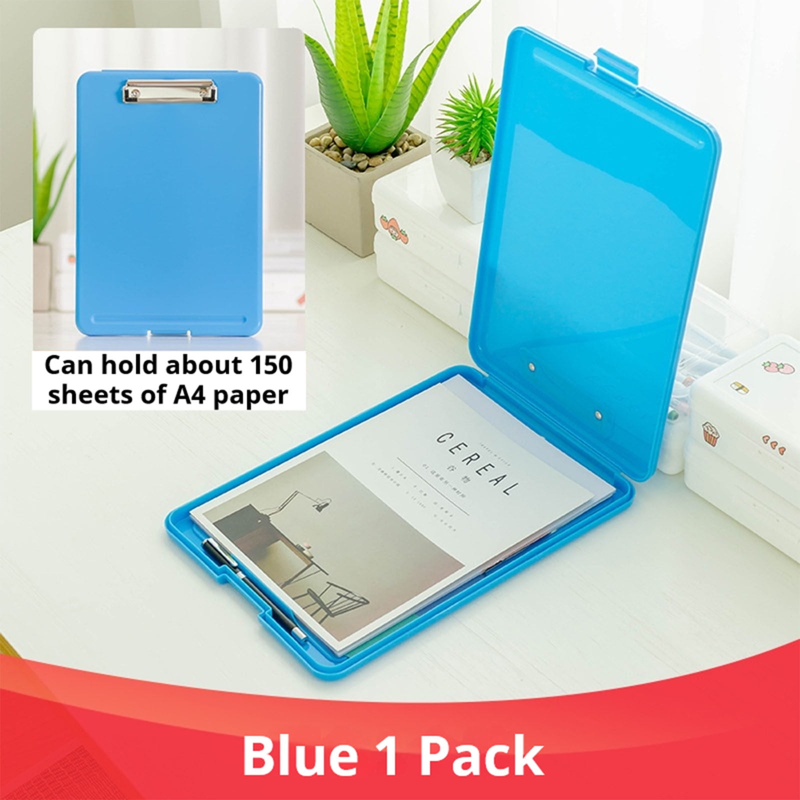A4 File Box, Plastic Transparent Folder Storage Box with SeSolution Lid ...