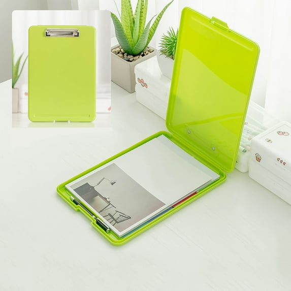 A4 File Storage Box with Clip and Pen Holder, Plastic Transparent ...