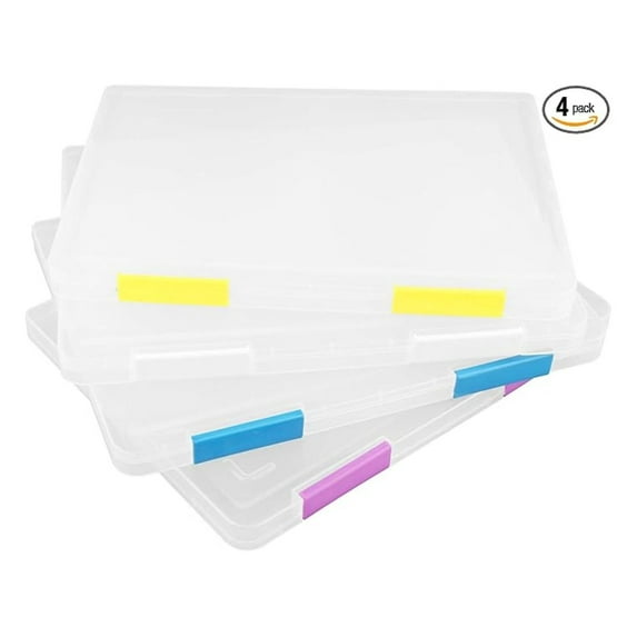 A4 File Storage Boxes 4 Pack, Transparent Plastic Archive Organizer ...
