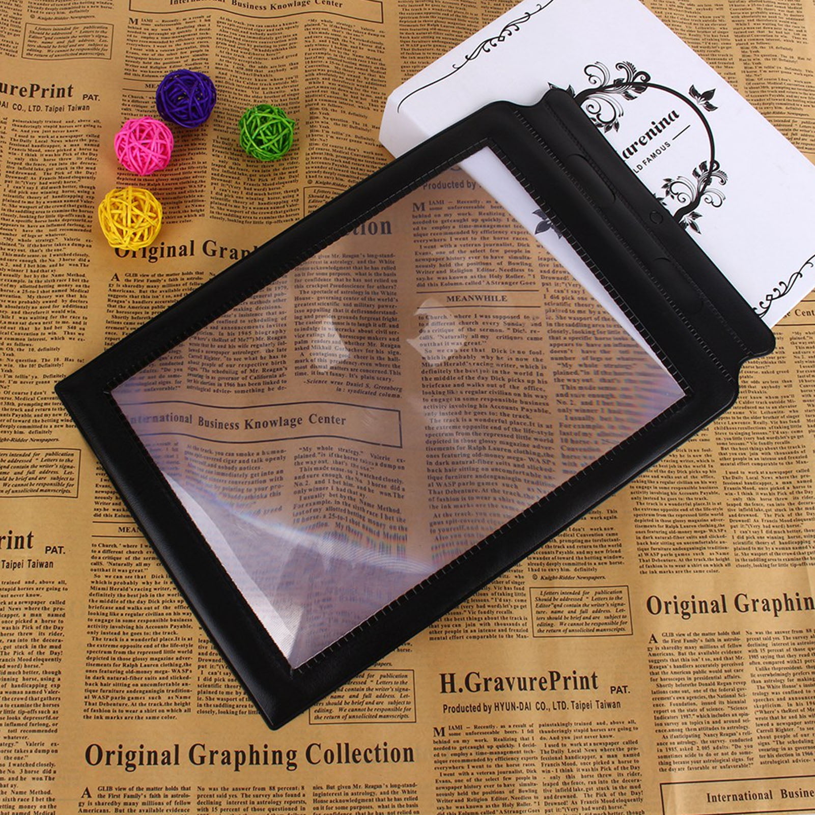 A4 Full Page 3X Magnifier Sheet With Black Frame Flexible PVC Lens For ...