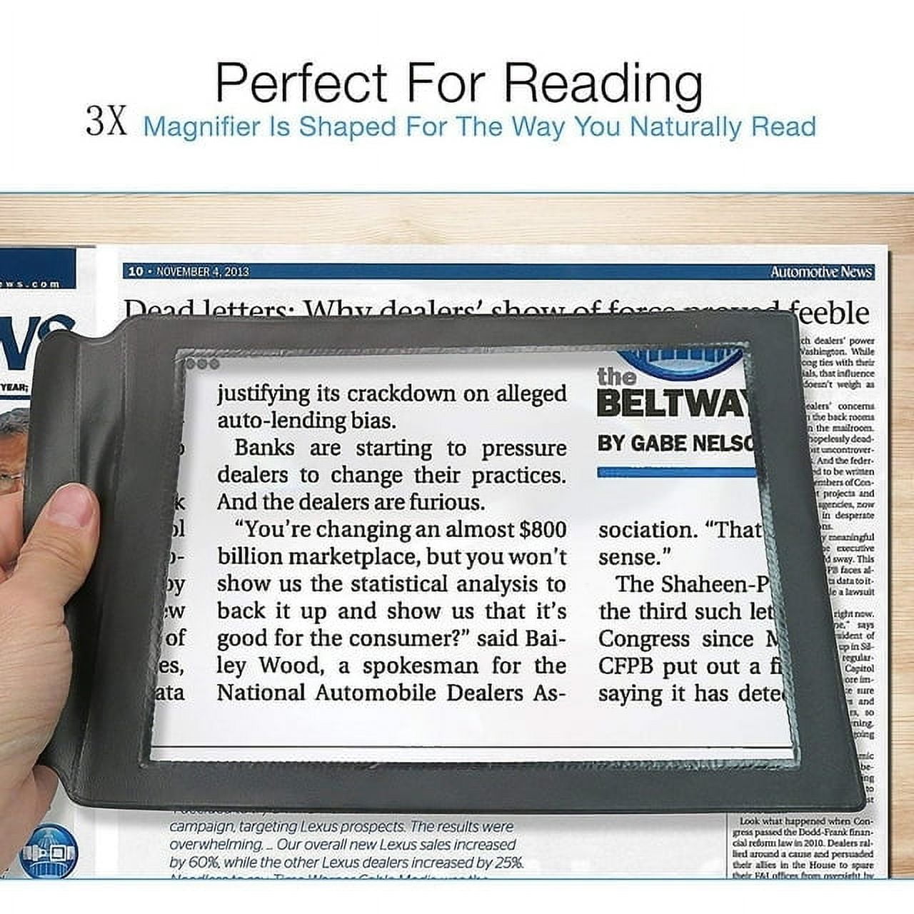 A4 Full Page Magnifier Hands-free 3X Magnifier Handheld Reading Aid ...