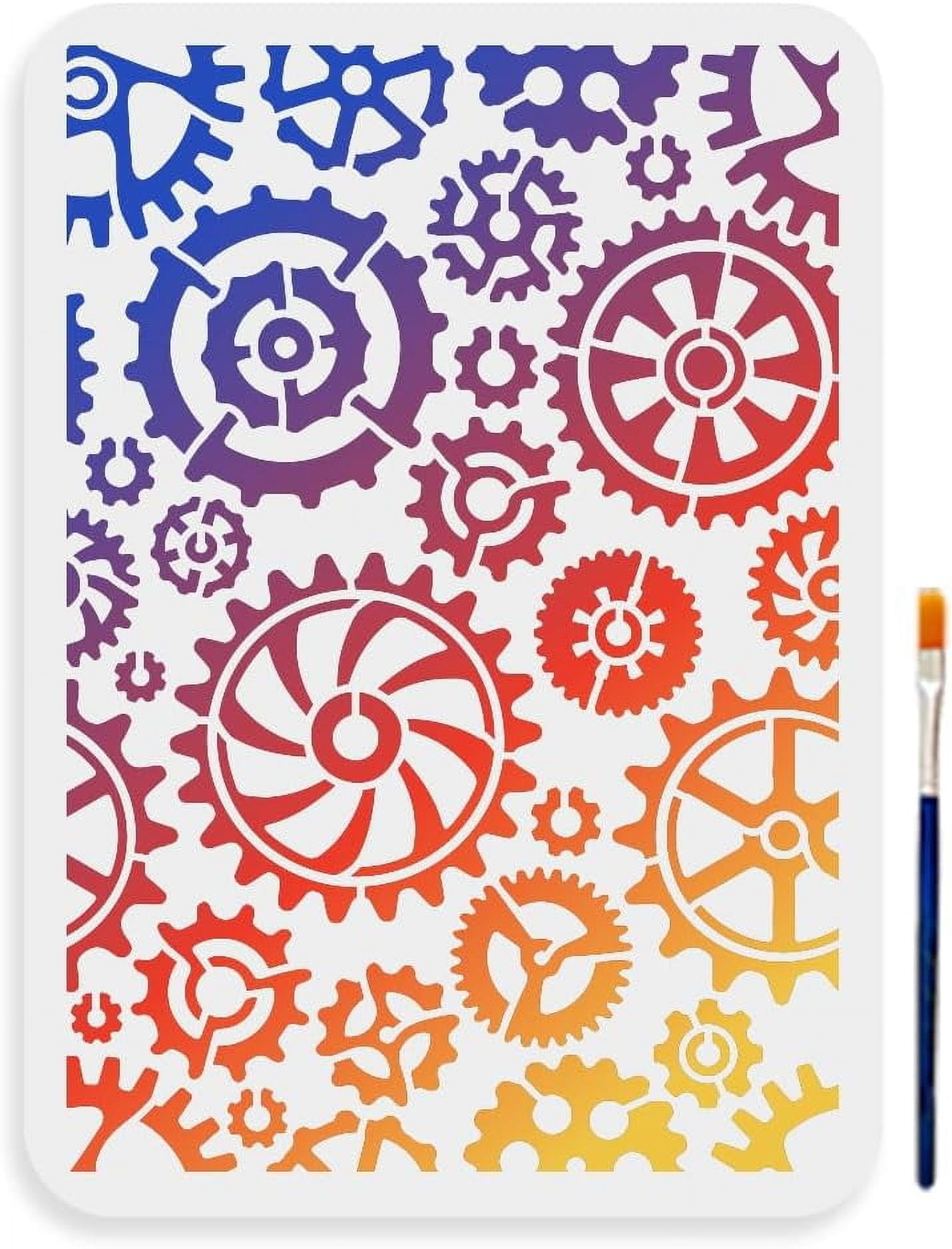 Gear Stencils 11.7×8.3inch Large Vintage Steampunk Stencils with Paint ...